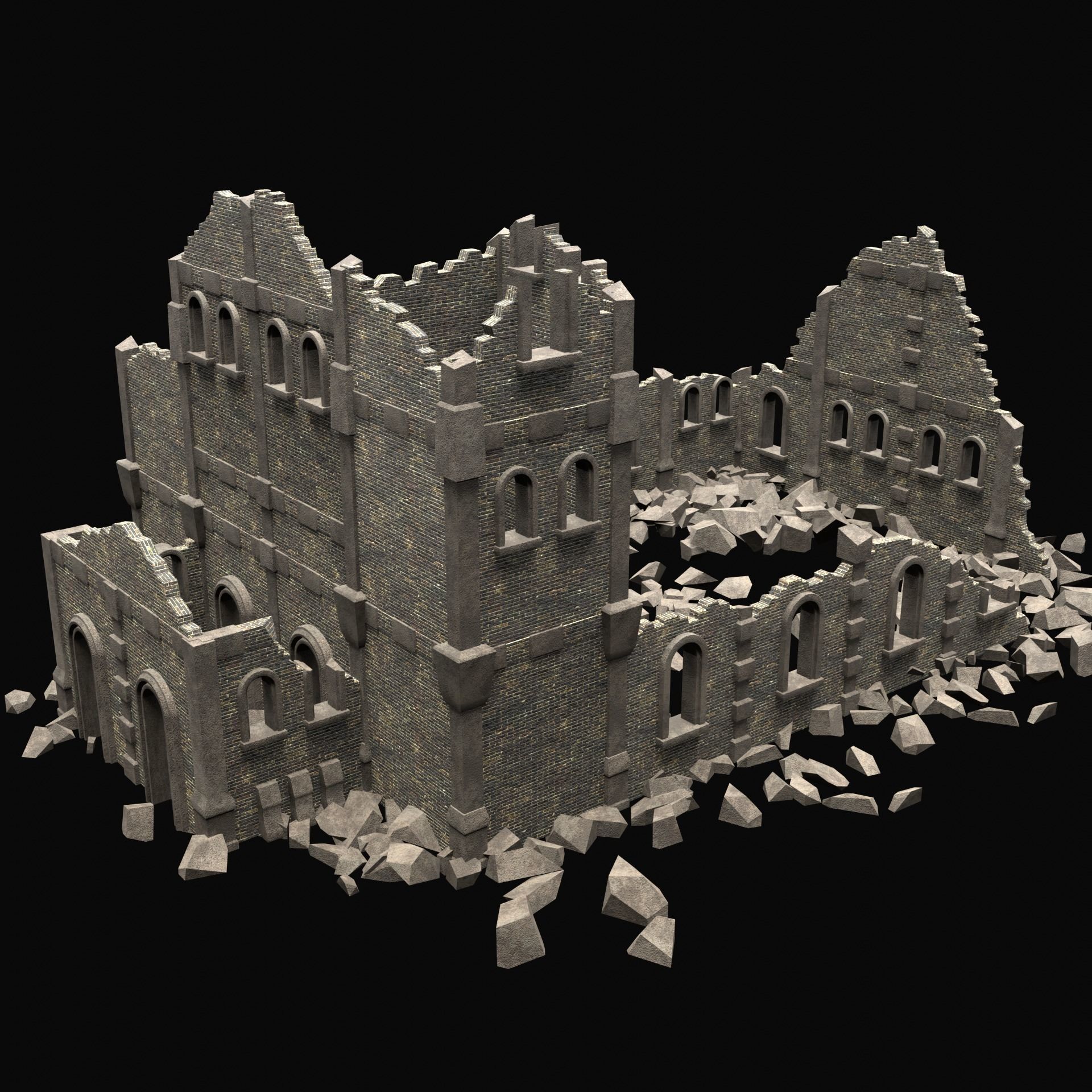 3D model RUINED RUIN MEDIEVAL CHURCH TEMPLE GOTHIC CASTLE COLLECTION VR ...