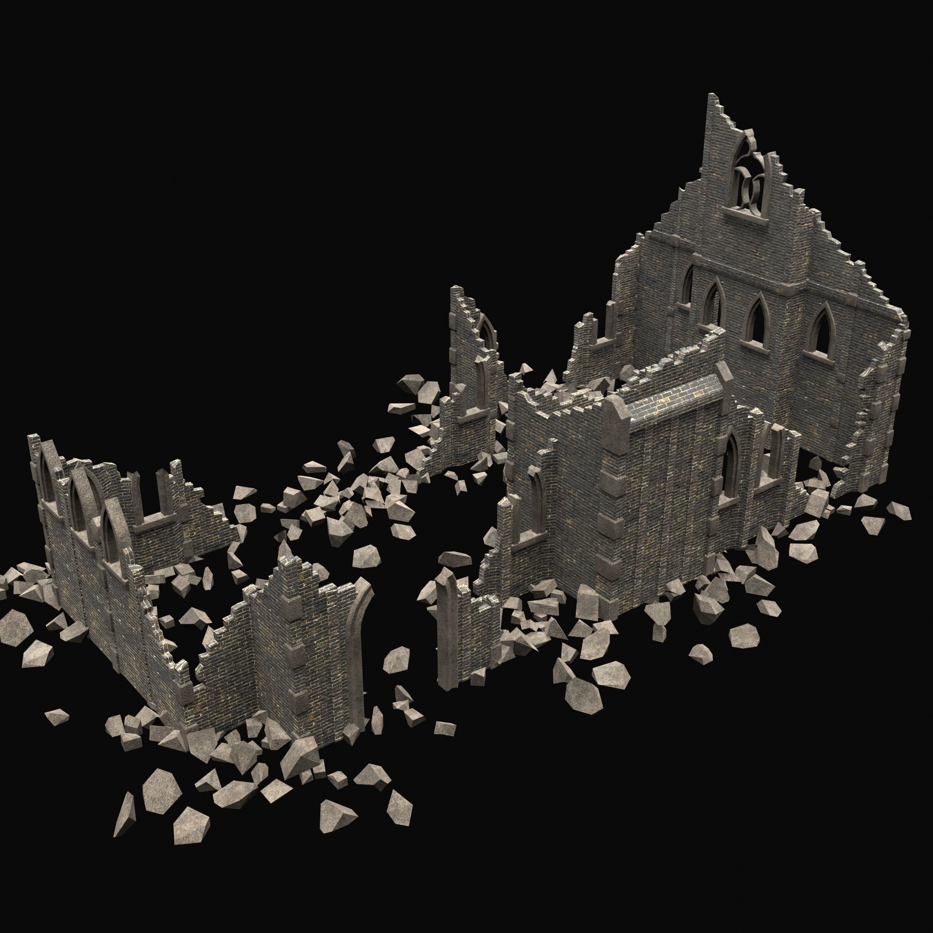 3D model RUINED RUIN MEDIEVAL CHURCH TEMPLE GOTHIC CASTLE COLLECTION VR ...