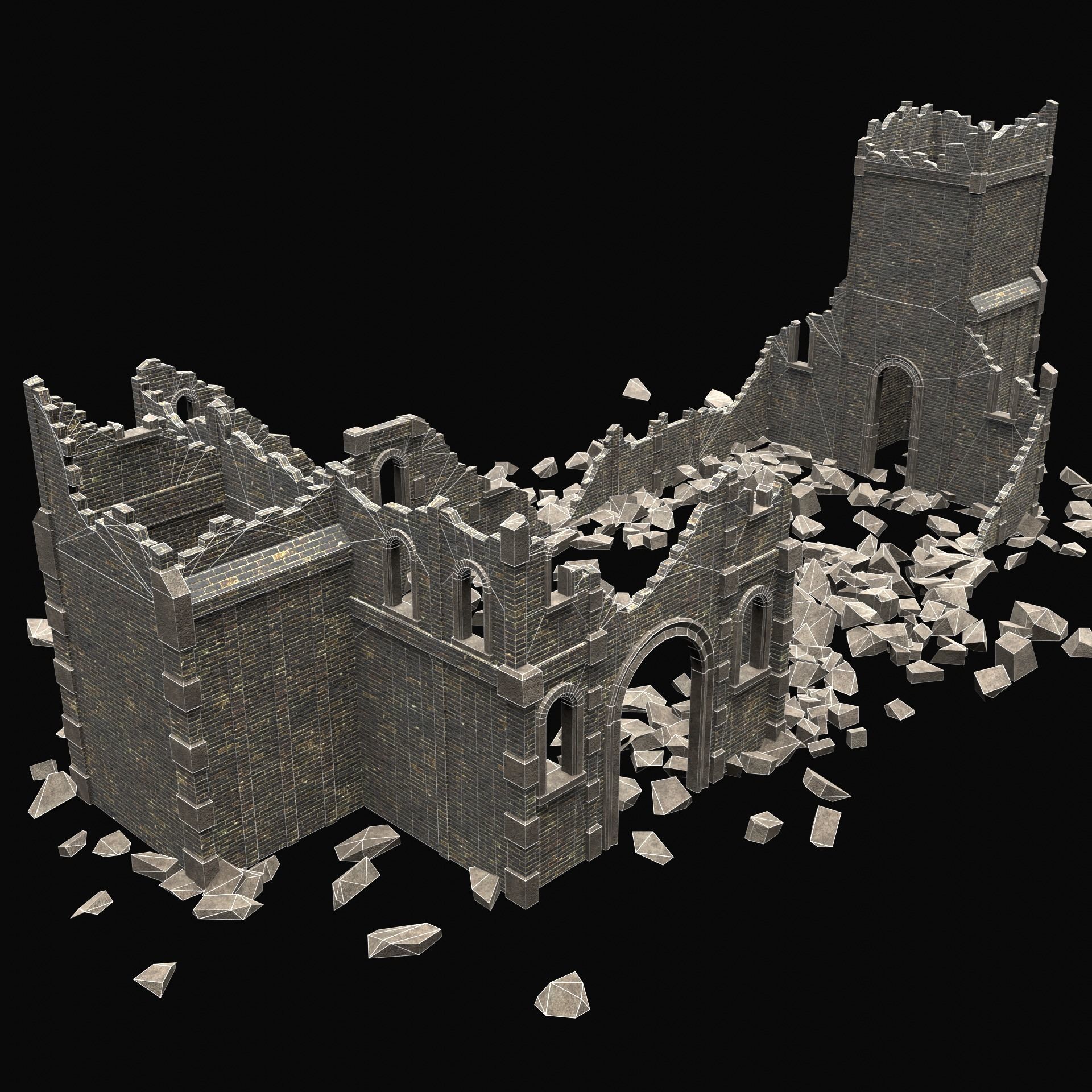 3D model RUINED RUIN MEDIEVAL CHURCH TEMPLE GOTHIC CASTLE COLLECTION VR ...