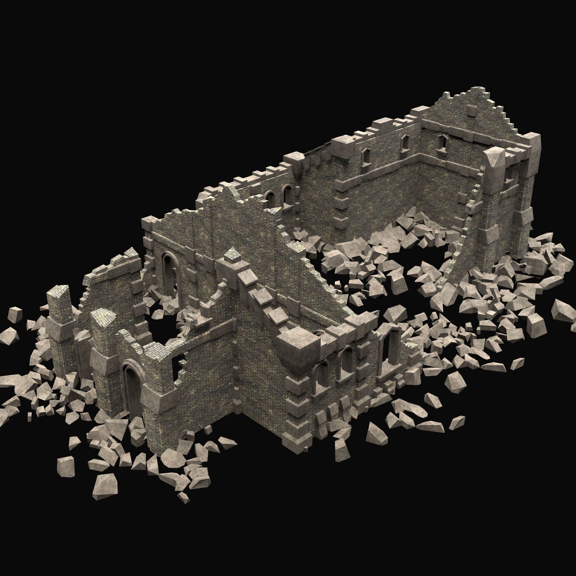 3D model RUINED RUIN MEDIEVAL CHURCH TEMPLE GOTHIC CASTLE COLLECTION VR ...