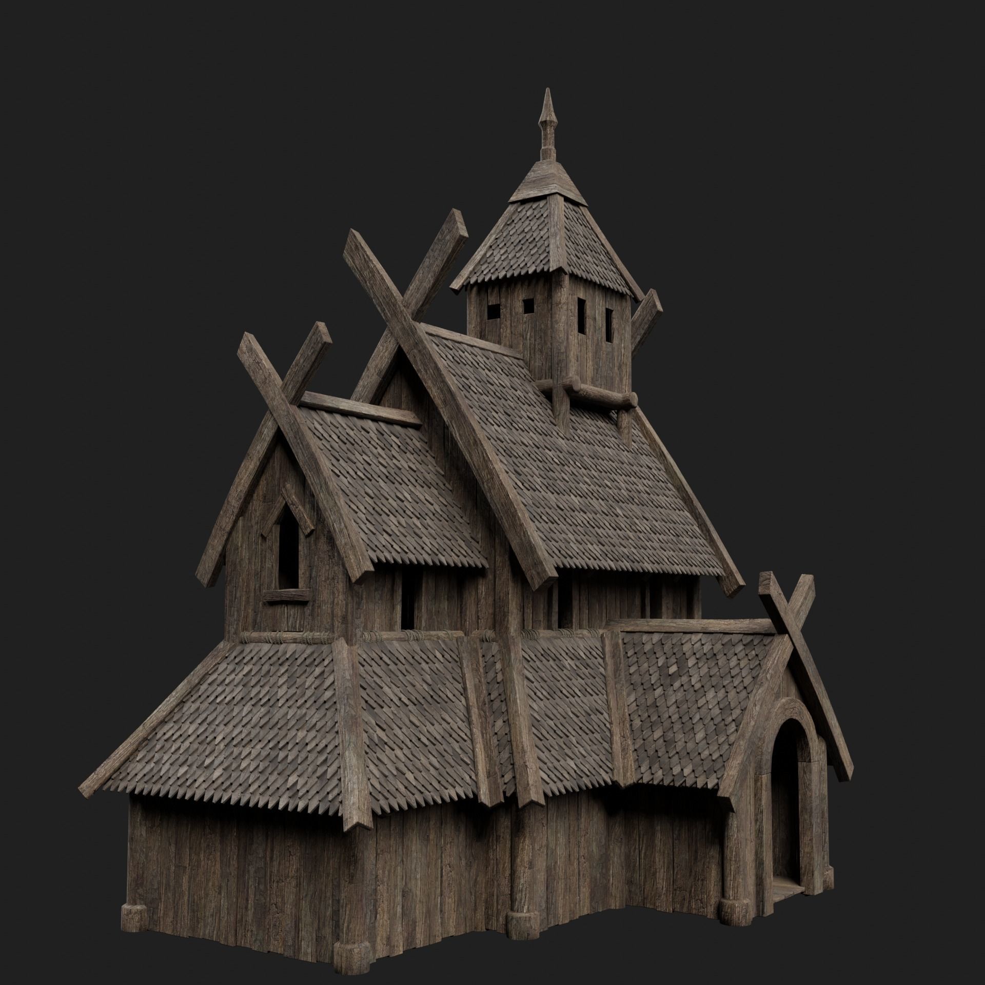 3D model VIKING WOODEN NORSE CHURCH GOTHIC TEMPLE AAA COLLECTION VR ...