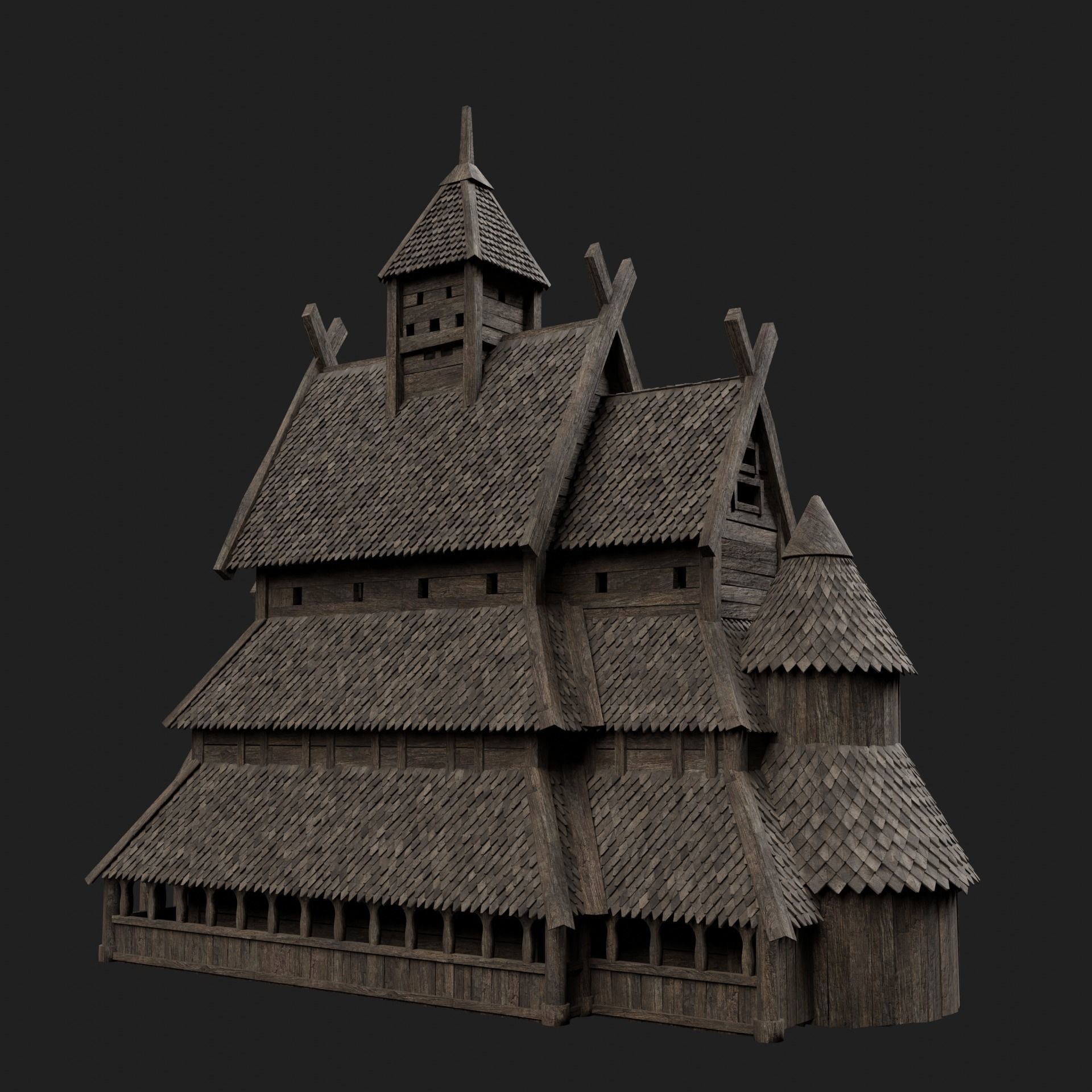 3D model VIKING WOODEN NORSE CHURCH GOTHIC TEMPLE AAA COLLECTION VR ...