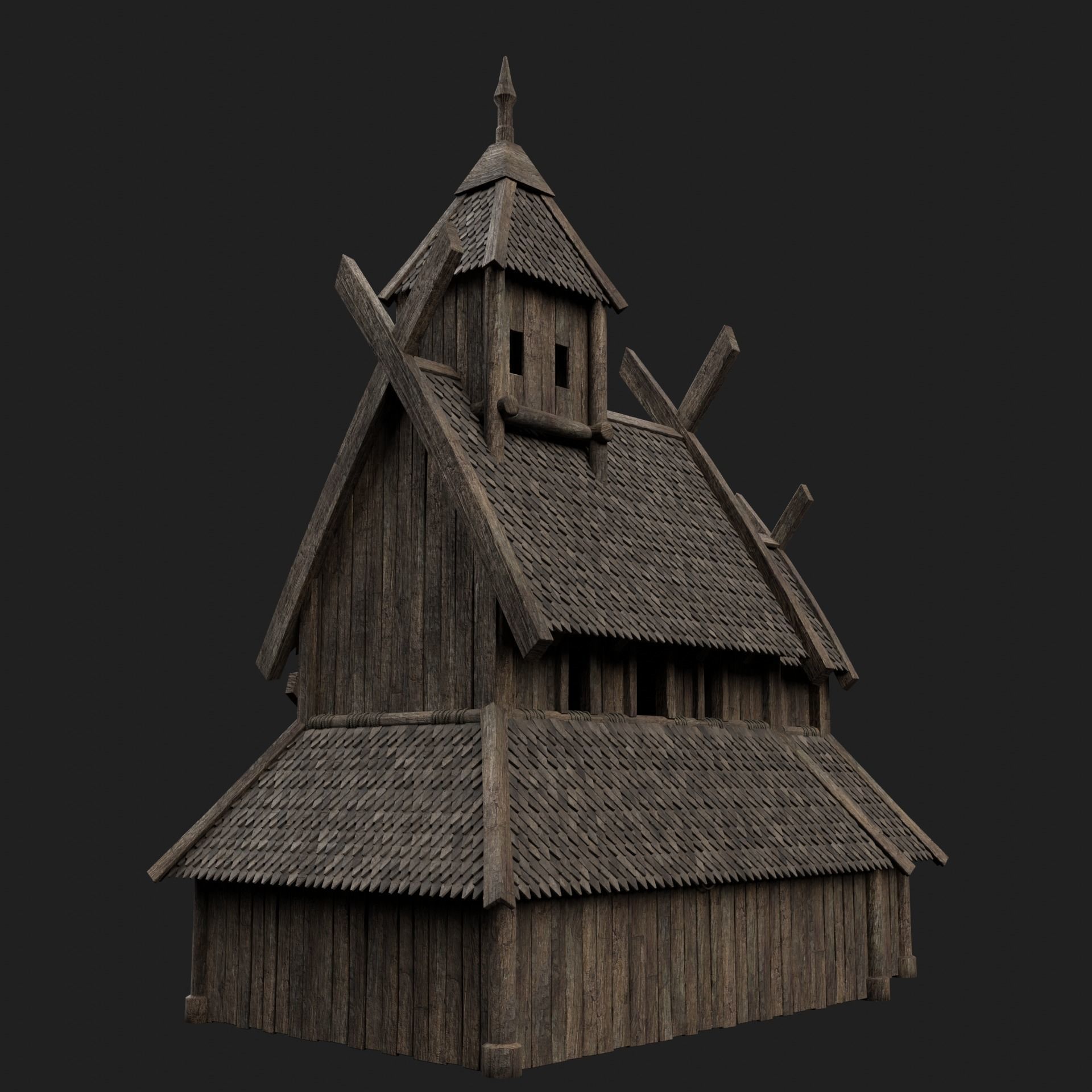 3D model VIKING WOODEN NORSE CHURCH GOTHIC TEMPLE AAA COLLECTION VR ...