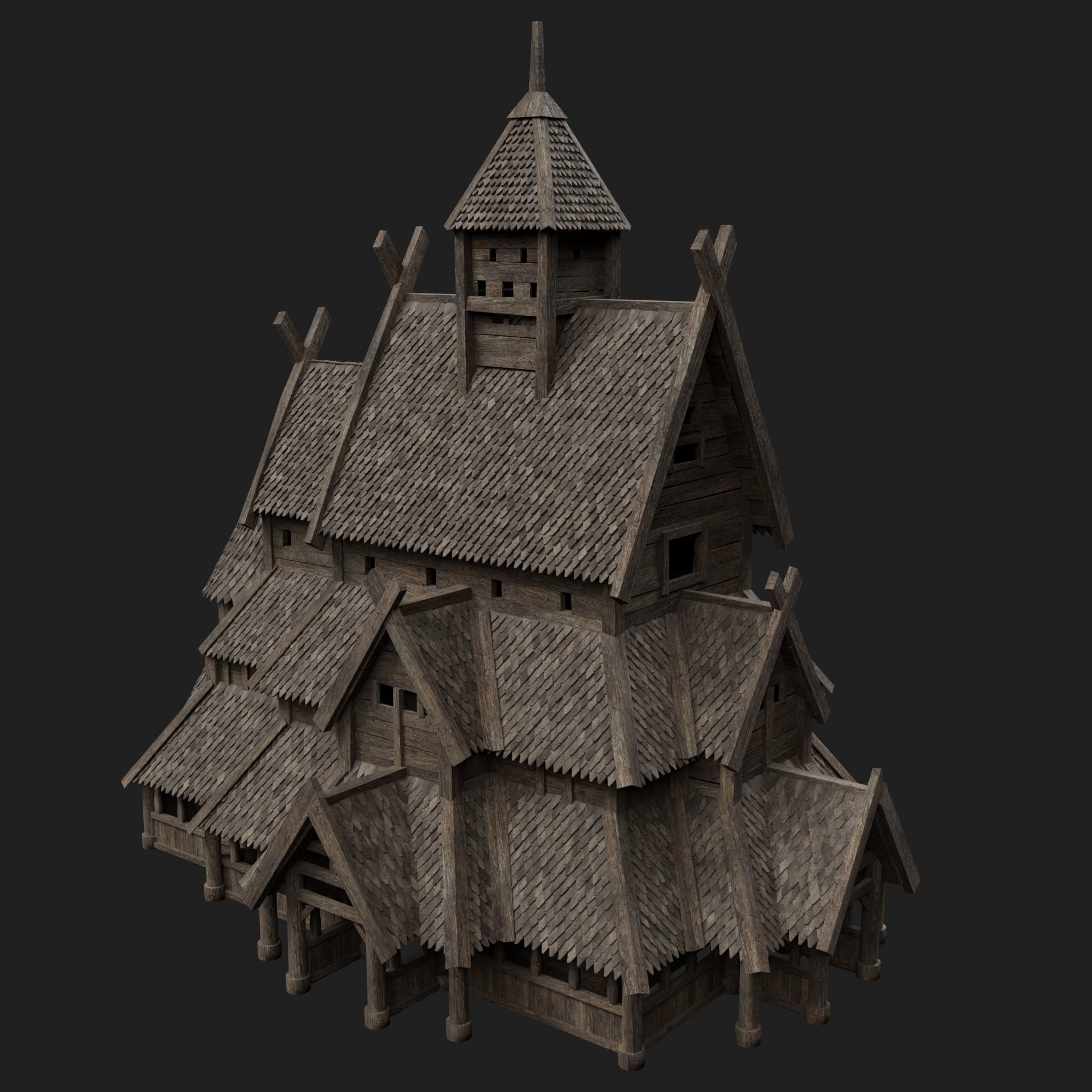3D model VIKING WOODEN NORSE CHURCH GOTHIC TEMPLE AAA COLLECTION VR ...
