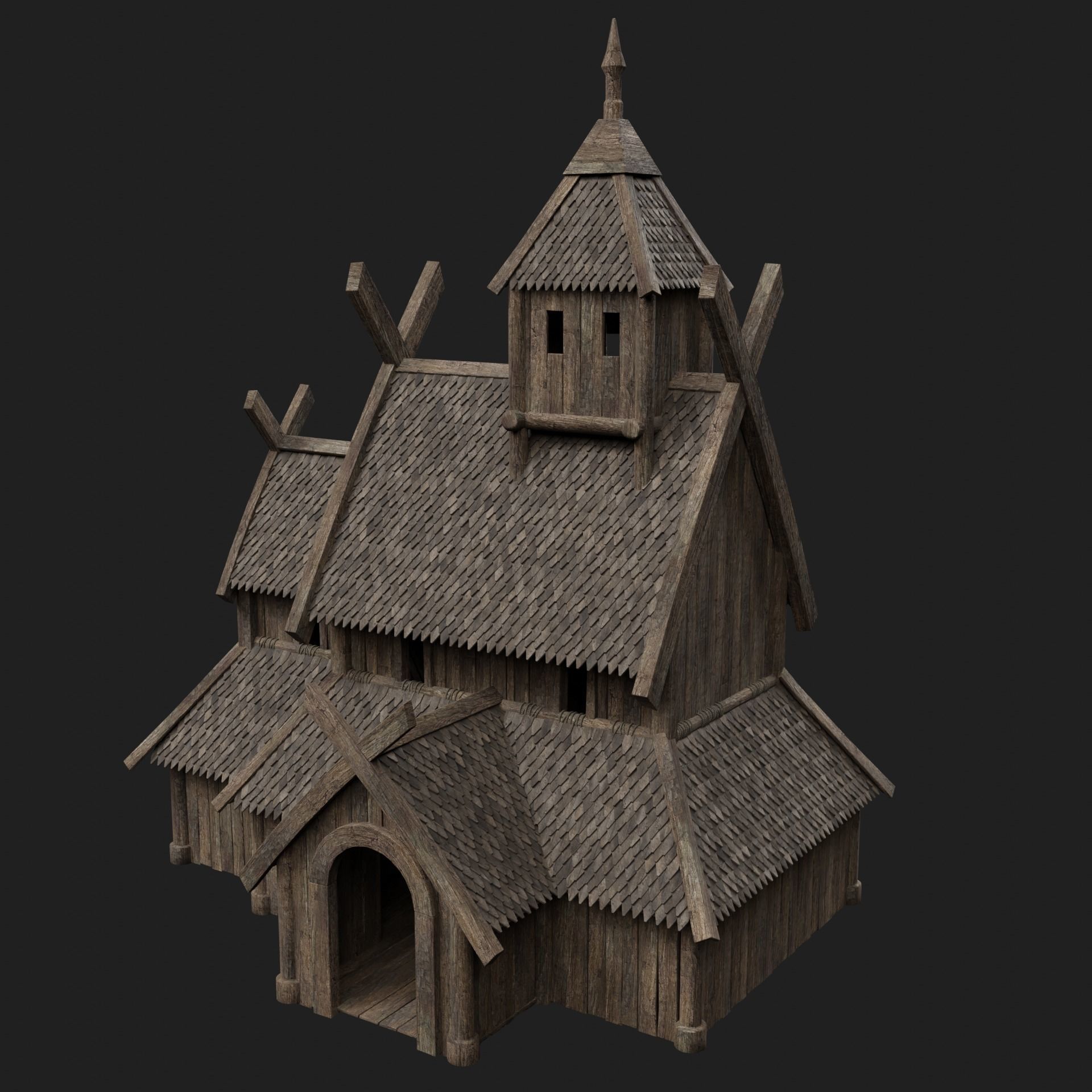 3D model VIKING WOODEN NORSE CHURCH GOTHIC TEMPLE AAA COLLECTION VR ...