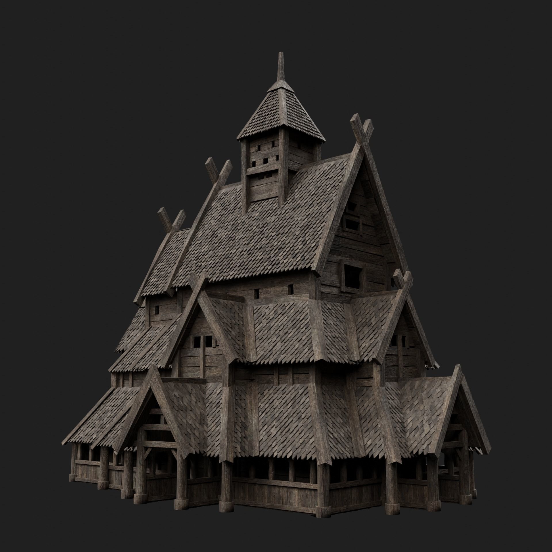 3D model VIKING WOODEN NORSE CHURCH GOTHIC TEMPLE AAA COLLECTION VR ...