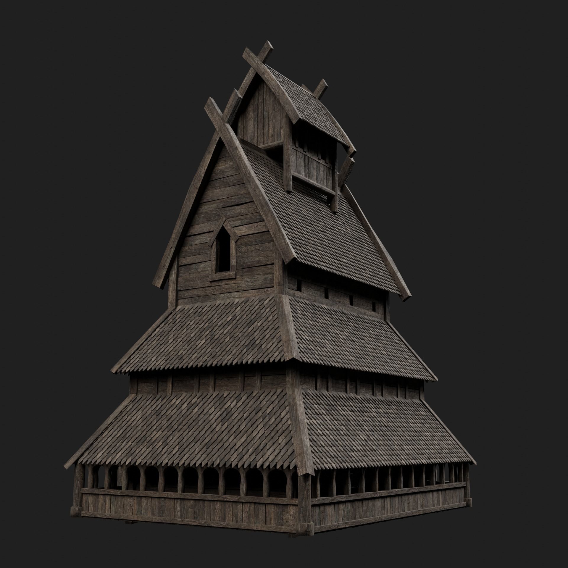 3D model VIKING WOODEN NORSE CHURCH GOTHIC TEMPLE AAA COLLECTION VR ...
