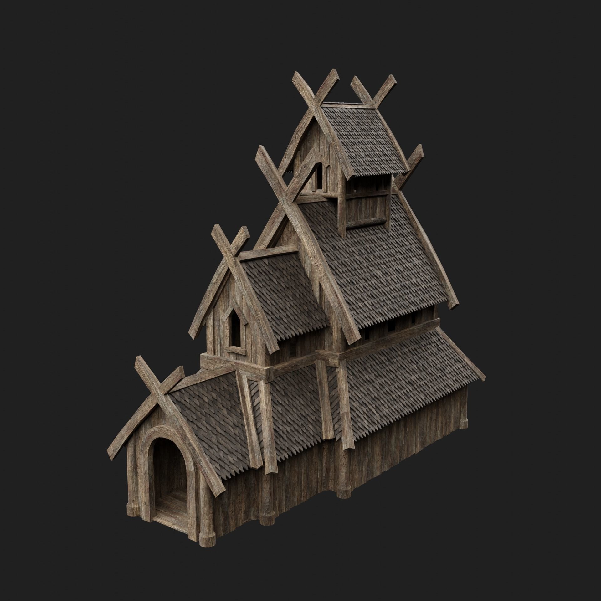 3D model VIKING WOODEN NORSE CHURCH GOTHIC TEMPLE AAA COLLECTION VR ...