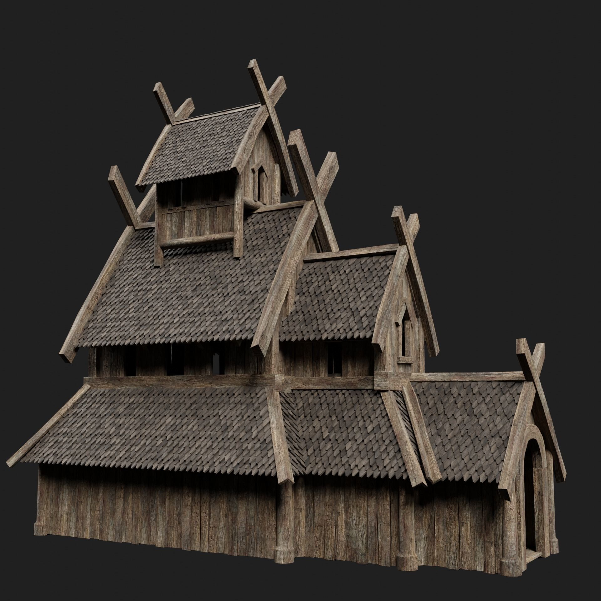 3D model VIKING WOODEN NORSE CHURCH GOTHIC TEMPLE AAA COLLECTION VR ...