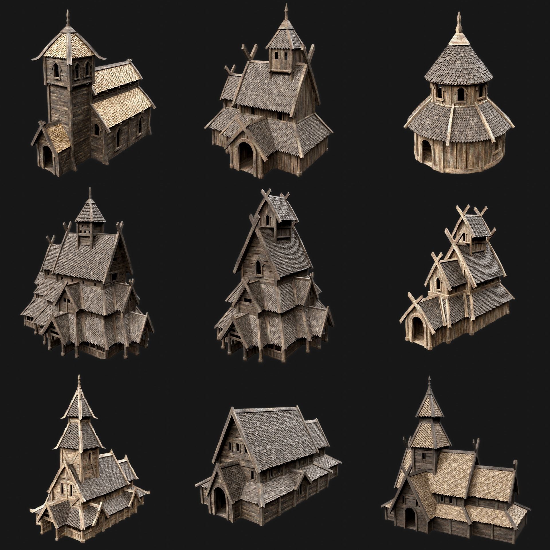 3D model VIKING WOODEN NORSE CHURCH GOTHIC TEMPLE AAA COLLECTION VR ...