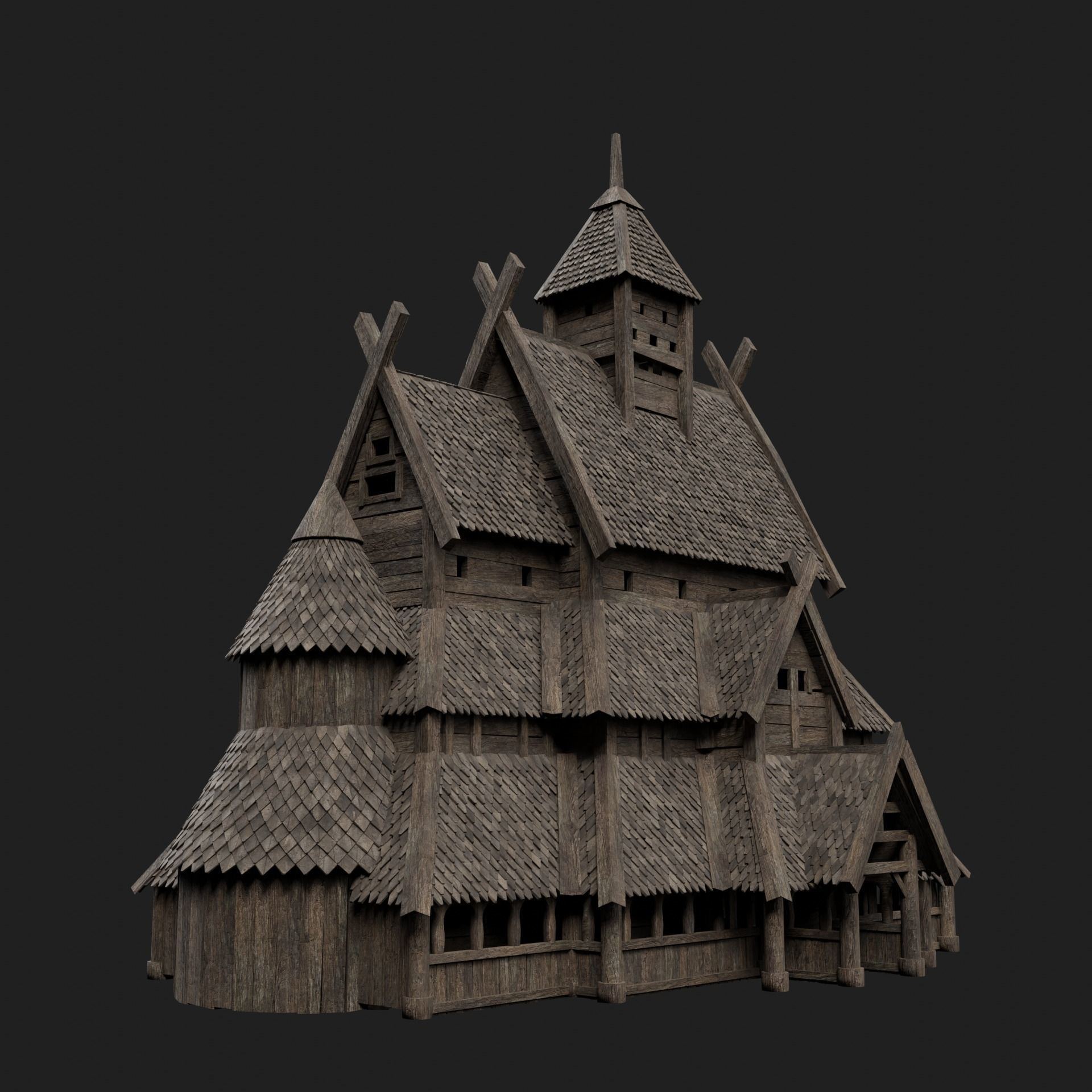 3D model VIKING WOODEN NORSE CHURCH GOTHIC TEMPLE AAA COLLECTION VR ...
