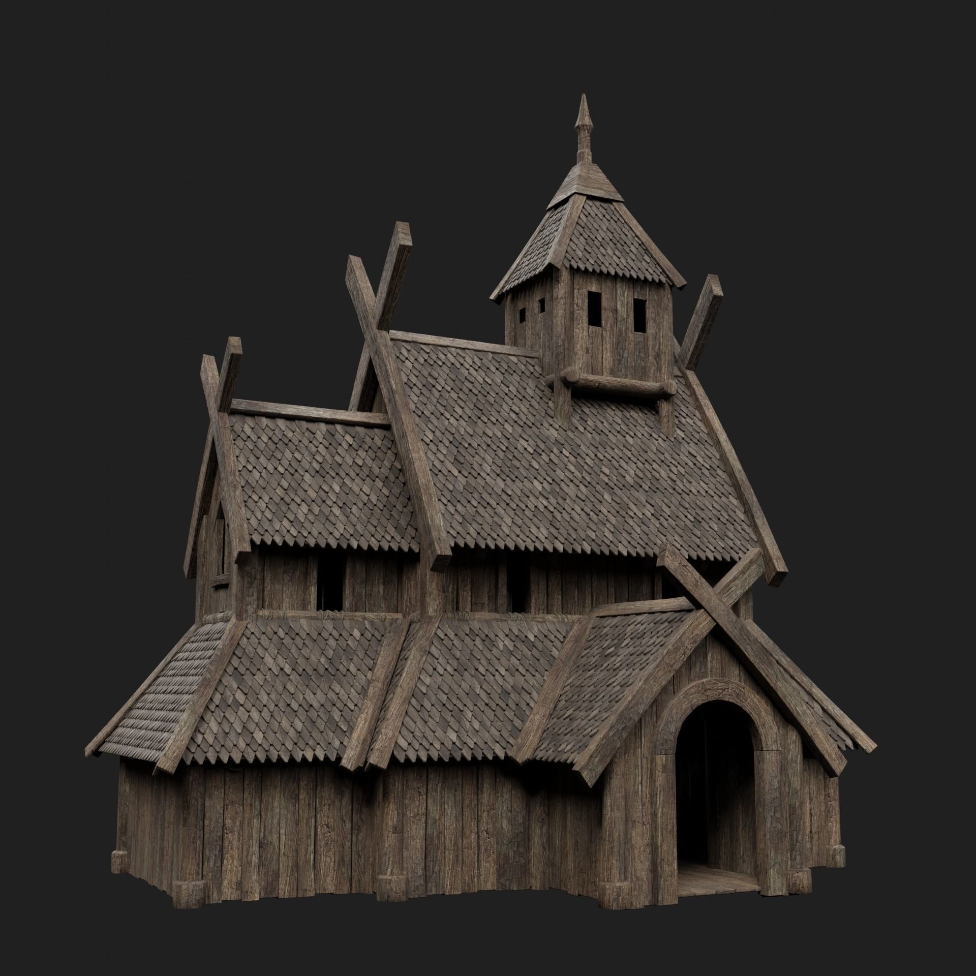 3D model VIKING WOODEN NORSE CHURCH GOTHIC TEMPLE AAA COLLECTION VR ...