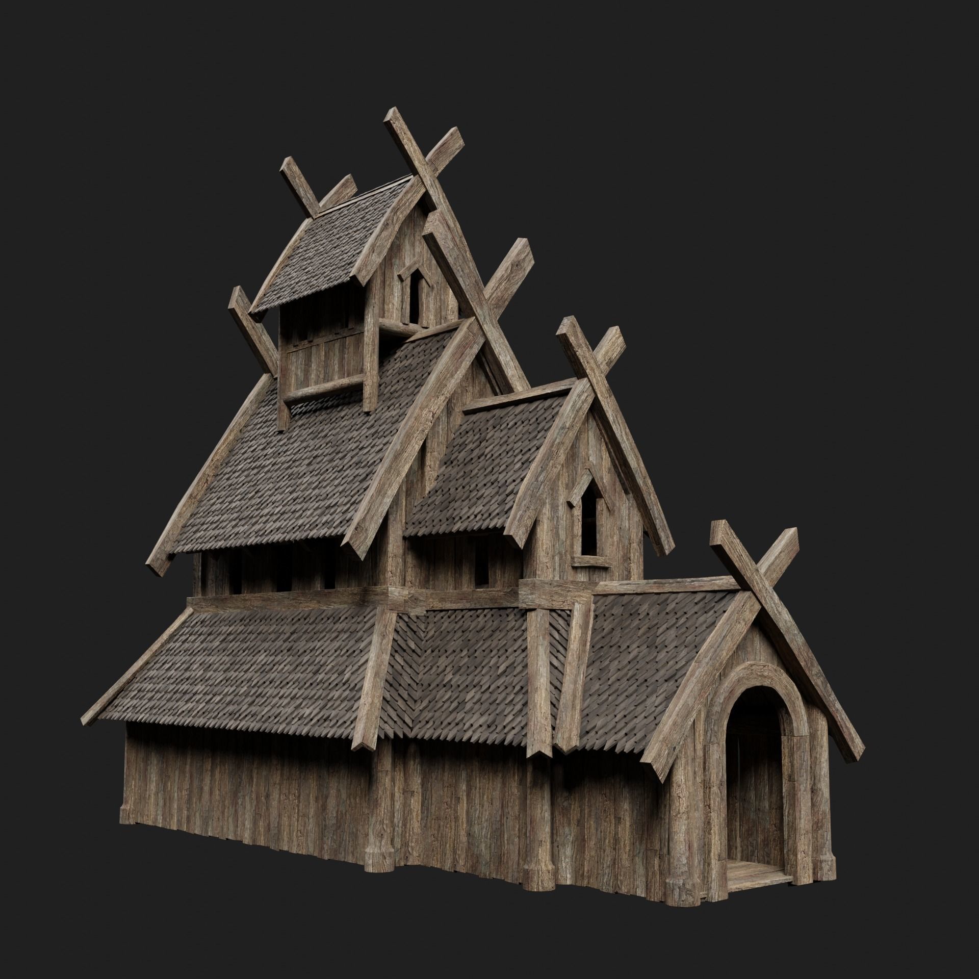 3D model VIKING WOODEN NORSE CHURCH GOTHIC TEMPLE AAA COLLECTION VR ...