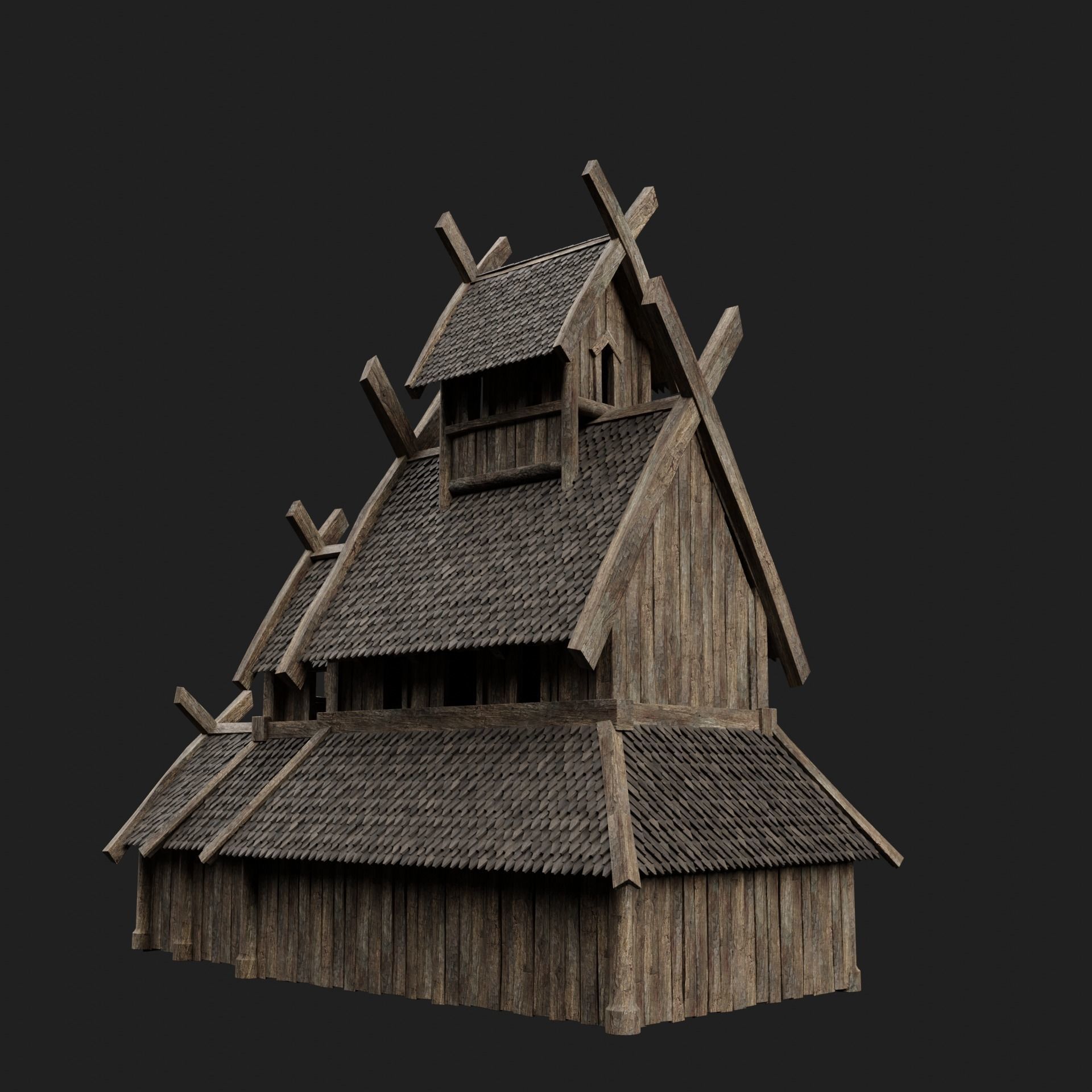 3D model VIKING WOODEN NORSE CHURCH GOTHIC TEMPLE AAA COLLECTION VR ...