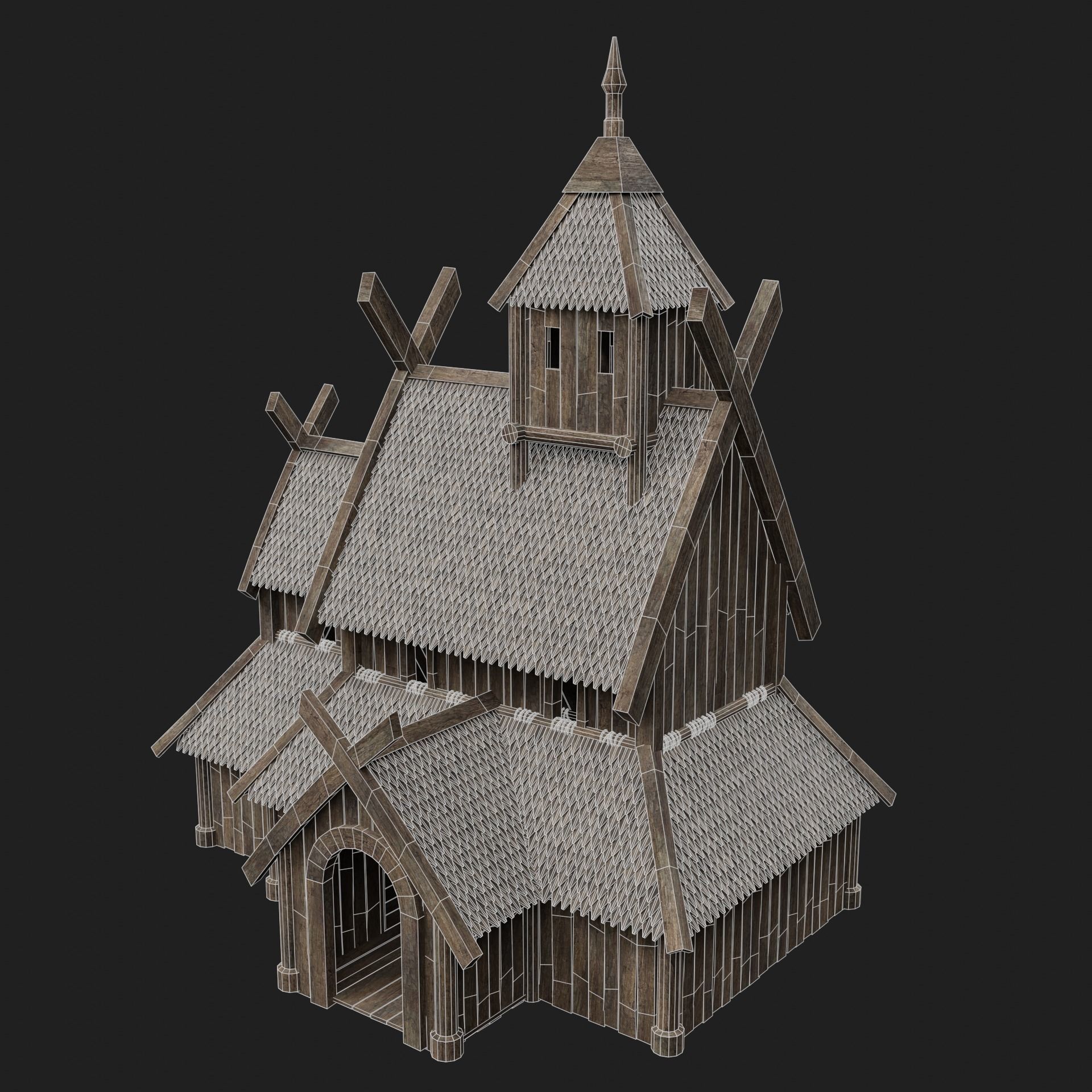 3D model VIKING WOODEN NORSE CHURCH GOTHIC TEMPLE AAA COLLECTION VR ...