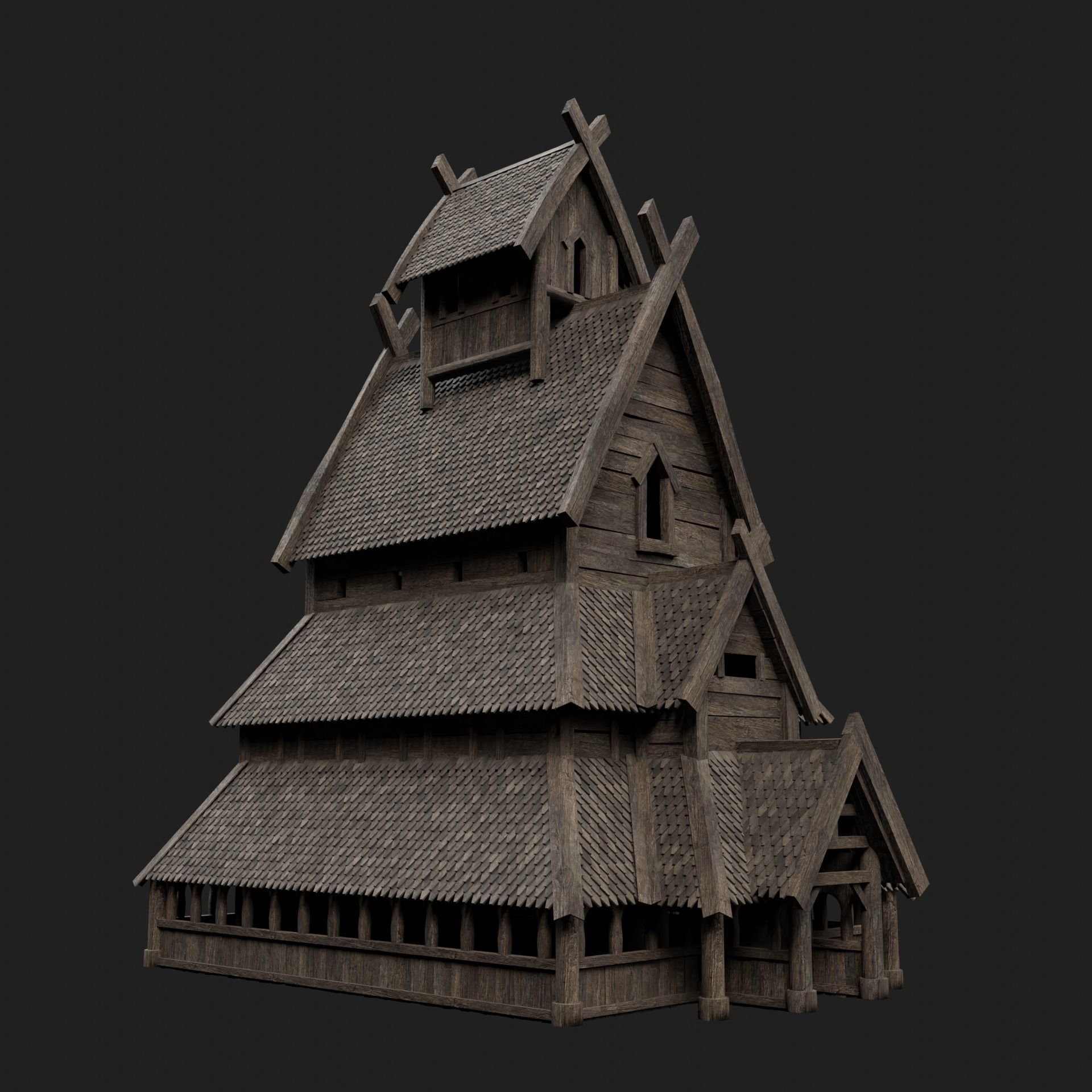 3D model VIKING WOODEN NORSE CHURCH GOTHIC TEMPLE AAA COLLECTION VR ...