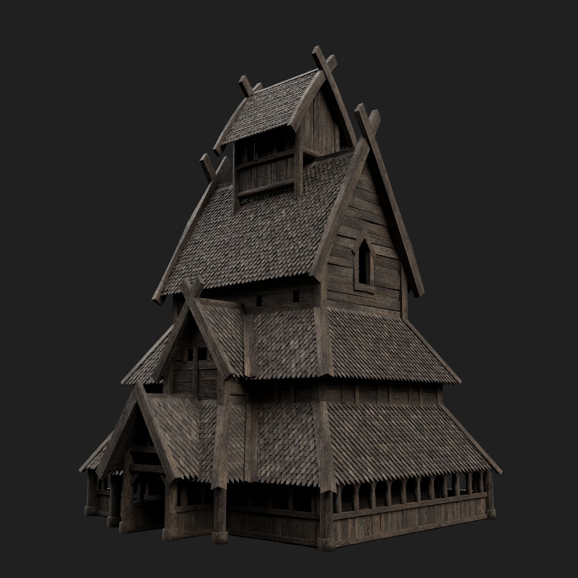 3D model VIKING WOODEN NORSE CHURCH GOTHIC TEMPLE AAA COLLECTION VR ...