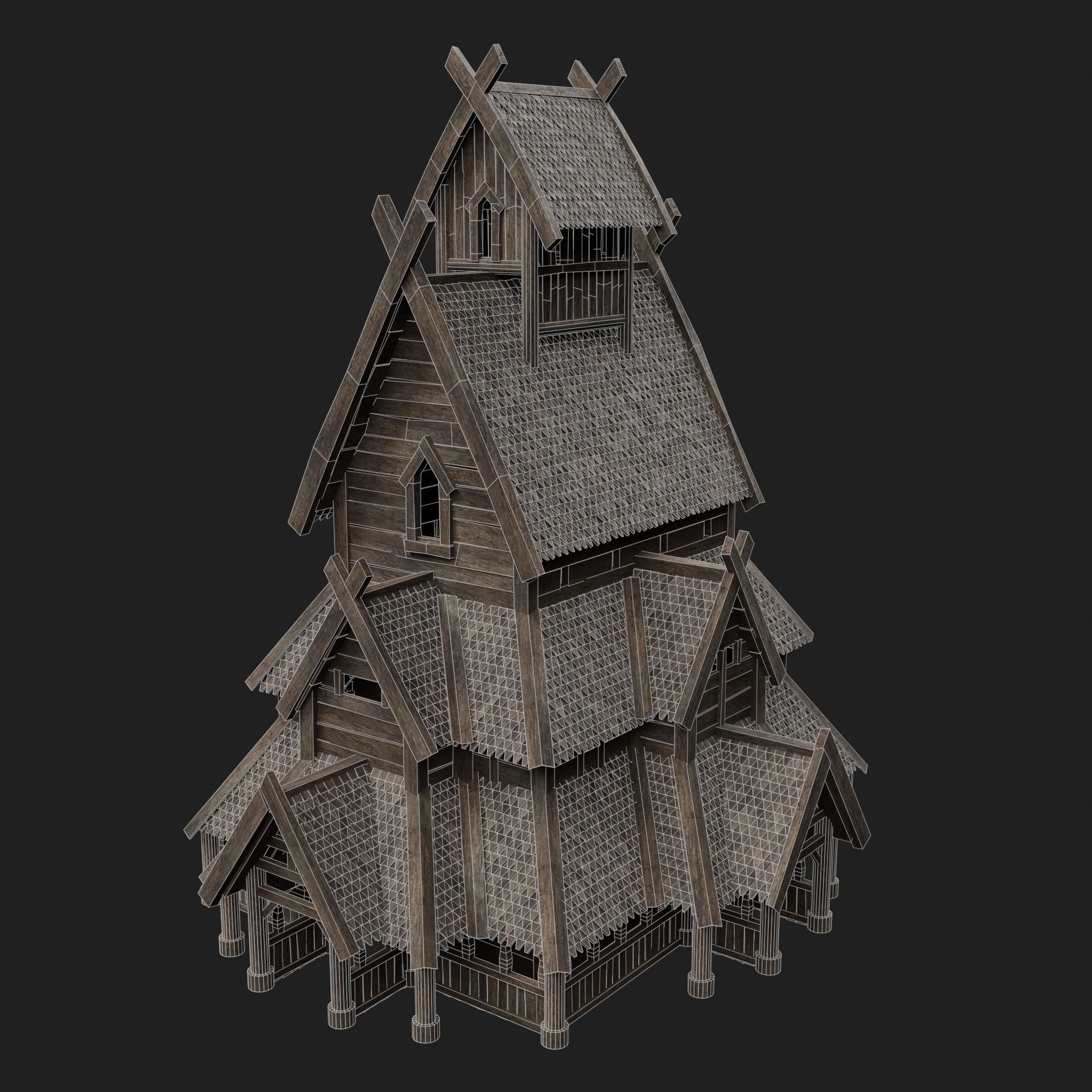 3D model VIKING WOODEN NORSE CHURCH GOTHIC TEMPLE AAA COLLECTION VR ...