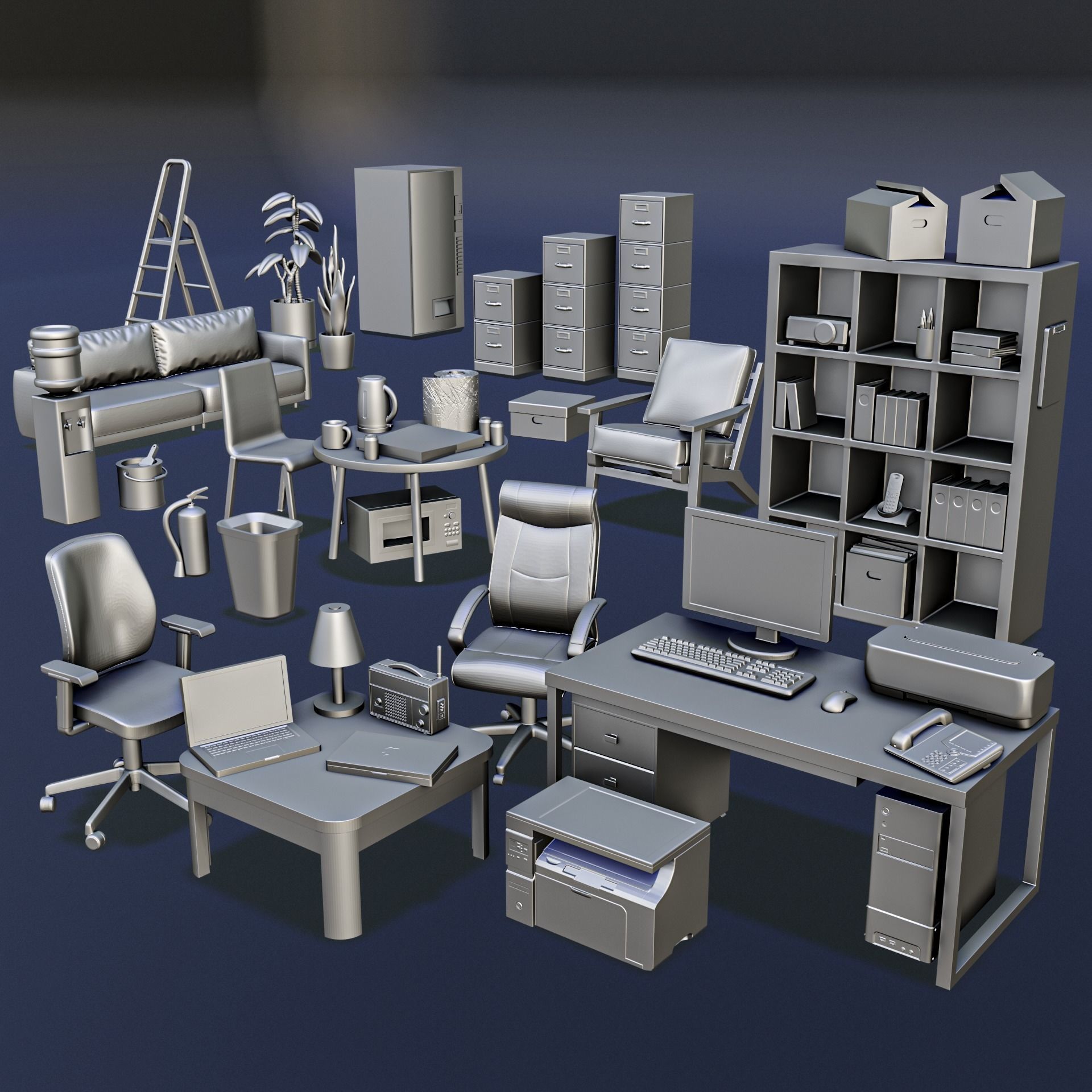 Office Work Diorama Pack 3D model 3D printable | CGTrader