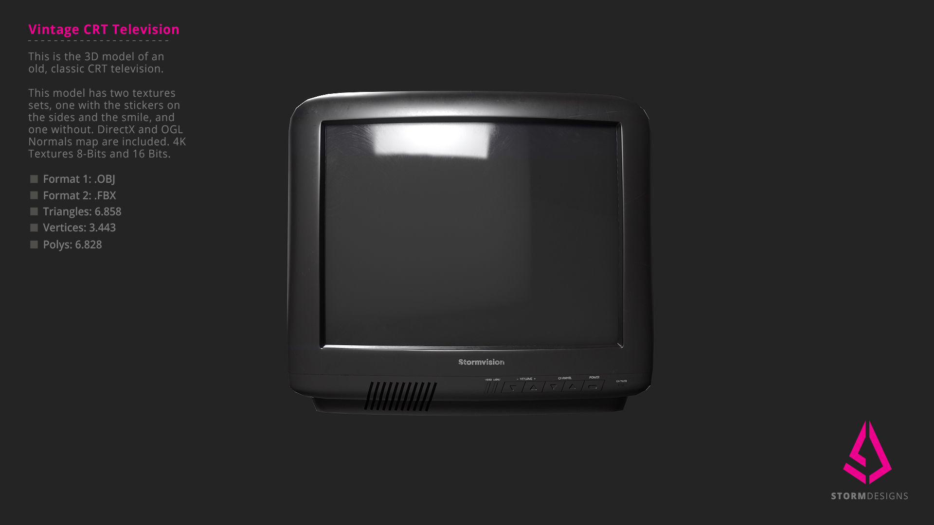 3D model Vintage CRT Television 3D Model PBR VR / AR / low-poly | CGTrader