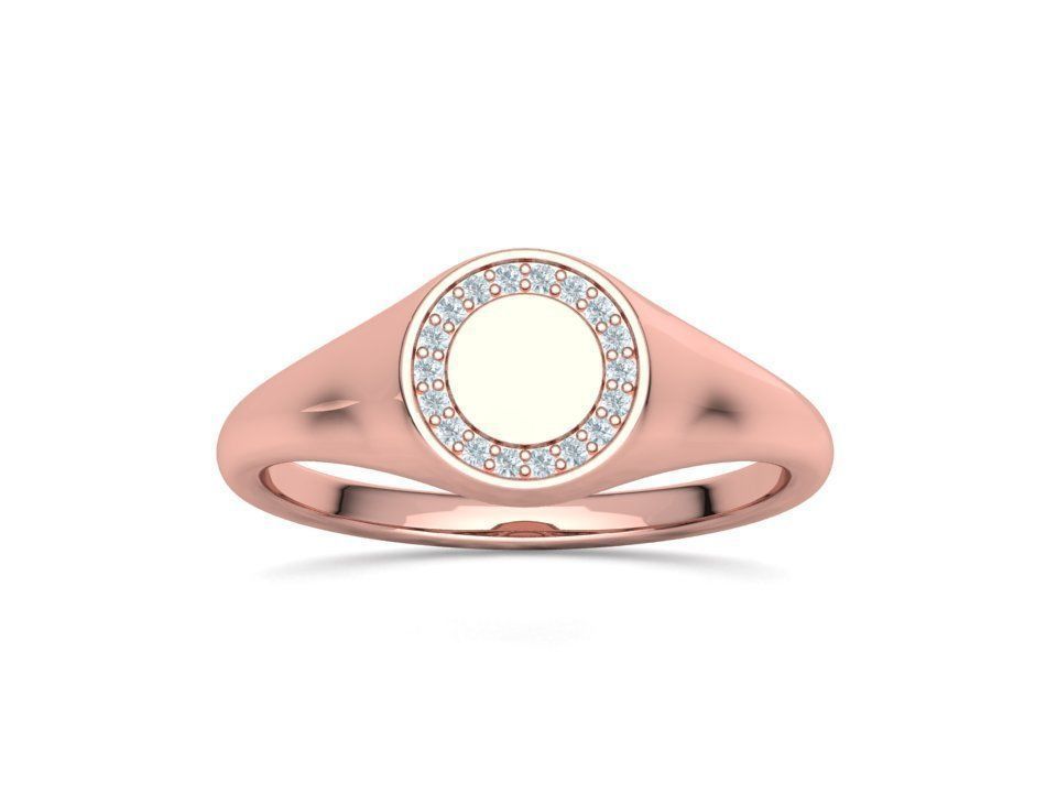 Pinky Diamond Round Signet Ring 3dmodel 3D model 3D printable | CGTrader