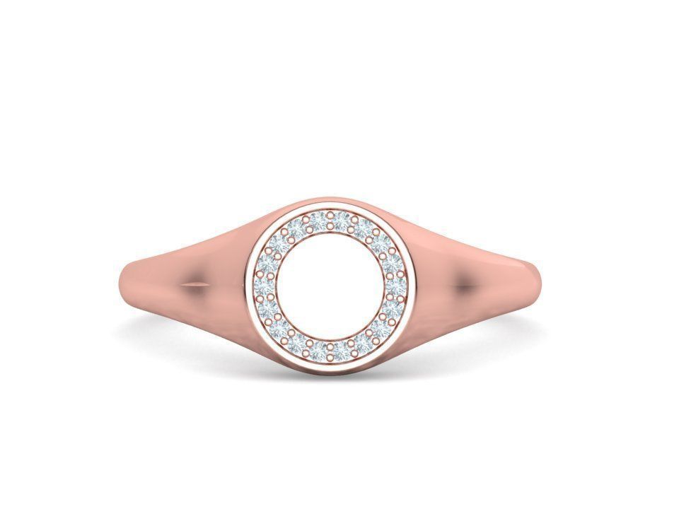 Pinky Diamond Round Signet Ring 3dmodel 3D model 3D printable | CGTrader