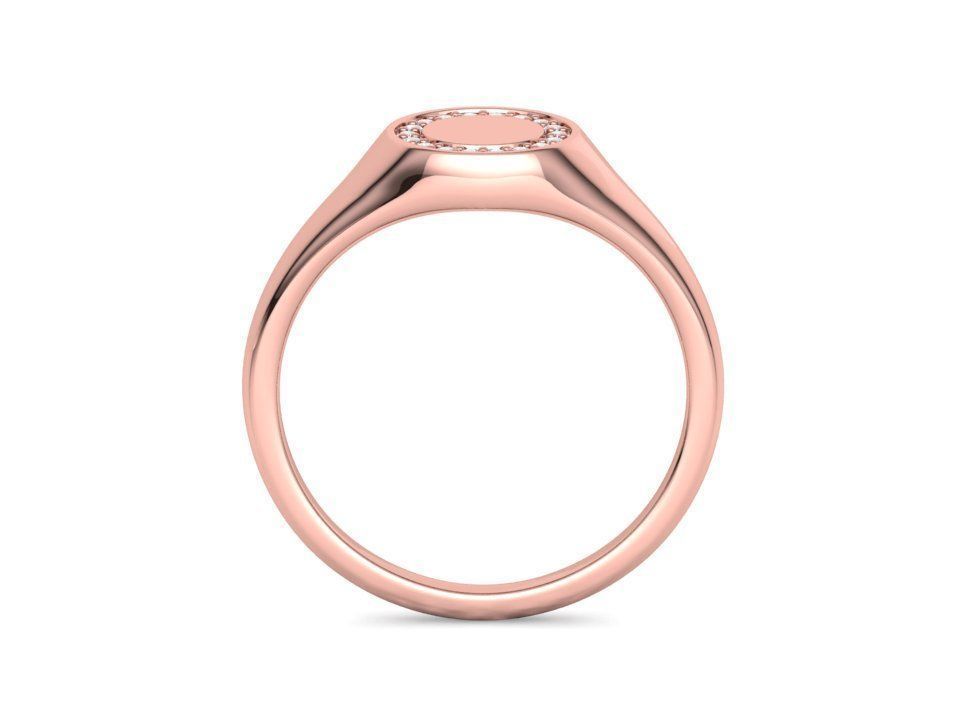 Pinky Diamond Round Signet Ring 3dmodel 3D model 3D printable | CGTrader
