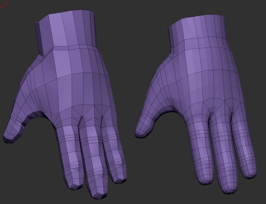 3D model 4 finger cartoon hand basemesh with and without nails VR / AR ...