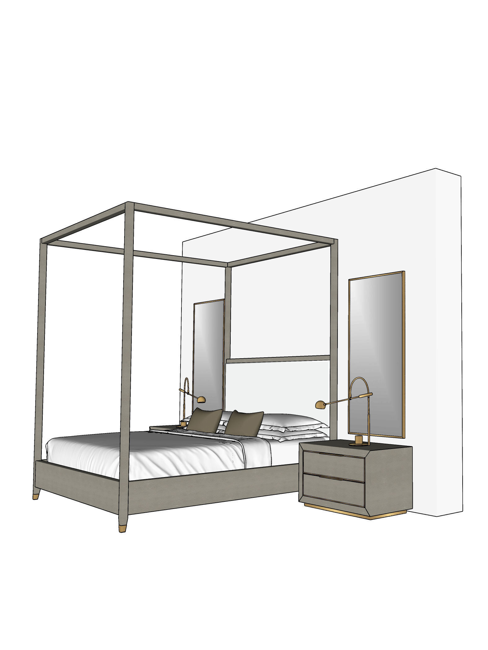 Rh Bedroom Set 2 3D model | CGTrader