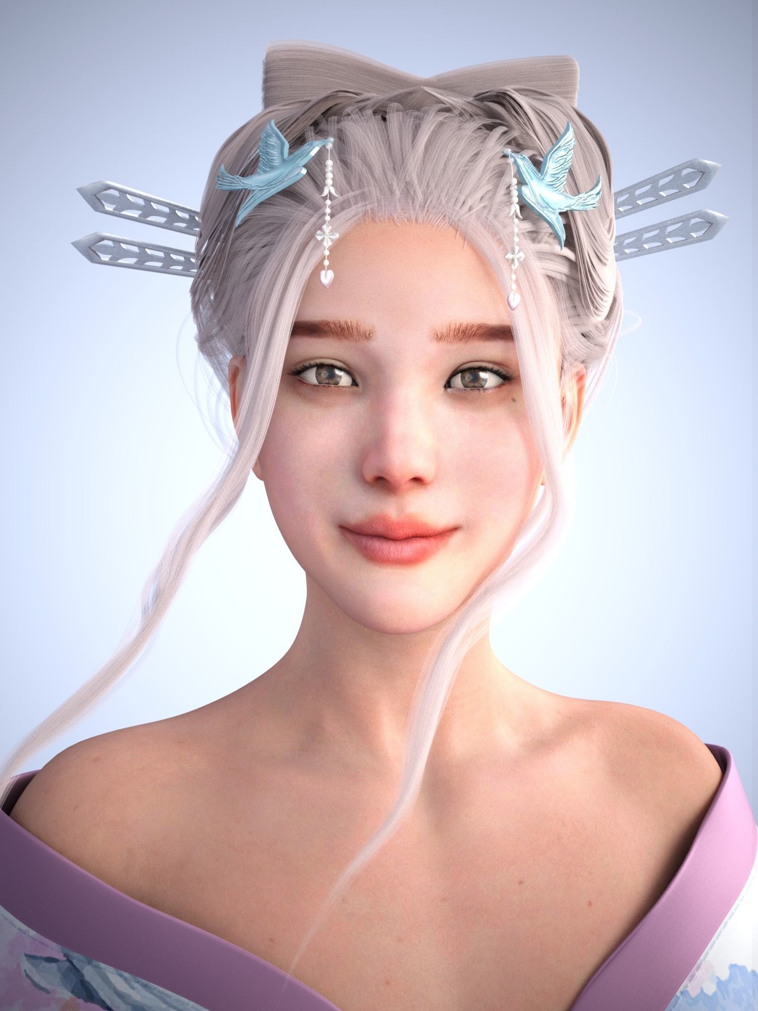 Magpie Hair For Genesis 8 Female 3D model rigged | CGTrader
