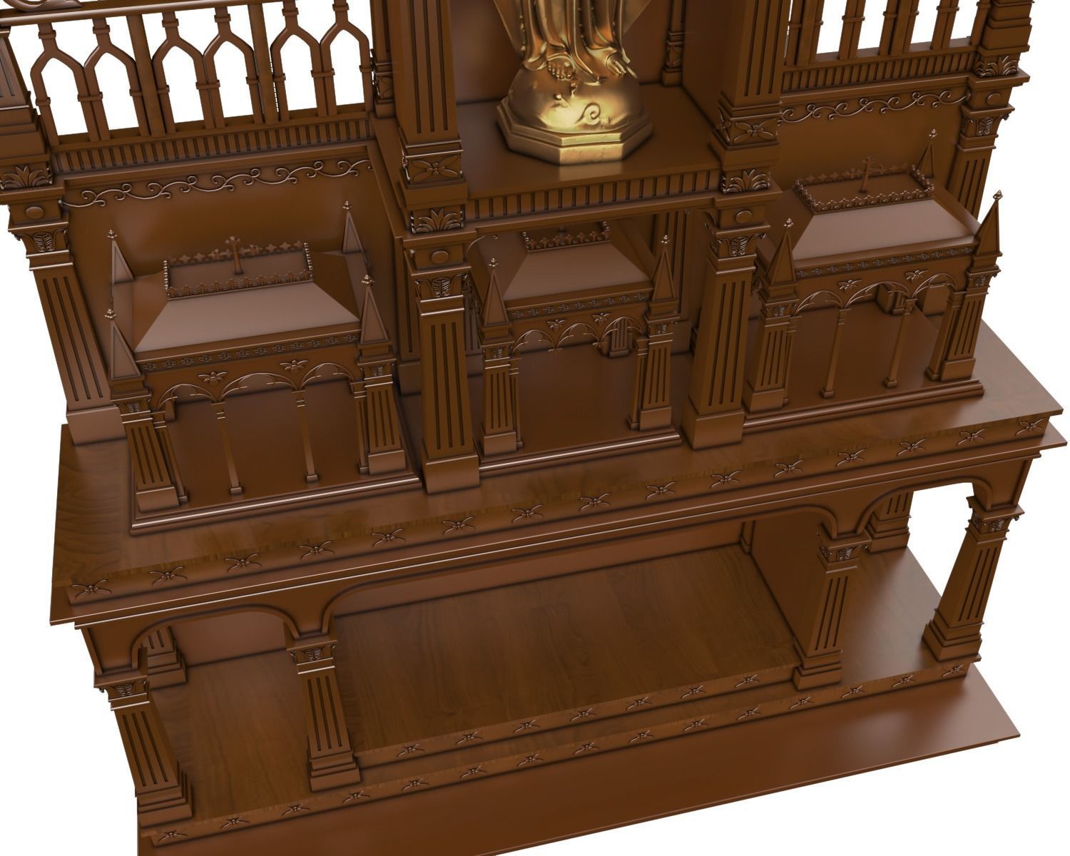 wooden christian altar luxury golden statue of god 3D model | CGTrader