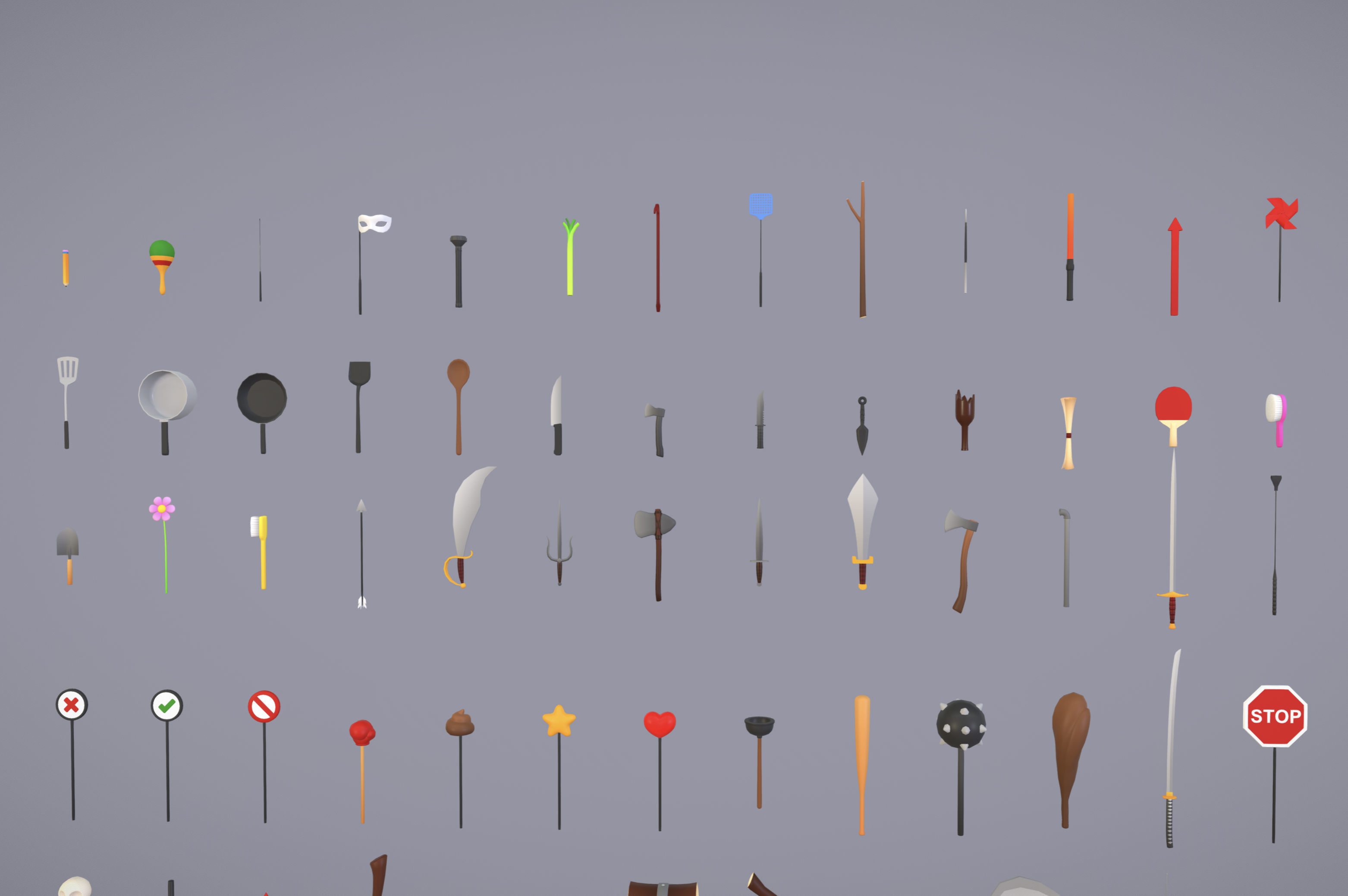 3D model Pack009 Melee Weapons And Tools Pack 1 VR / AR / low-poly ...