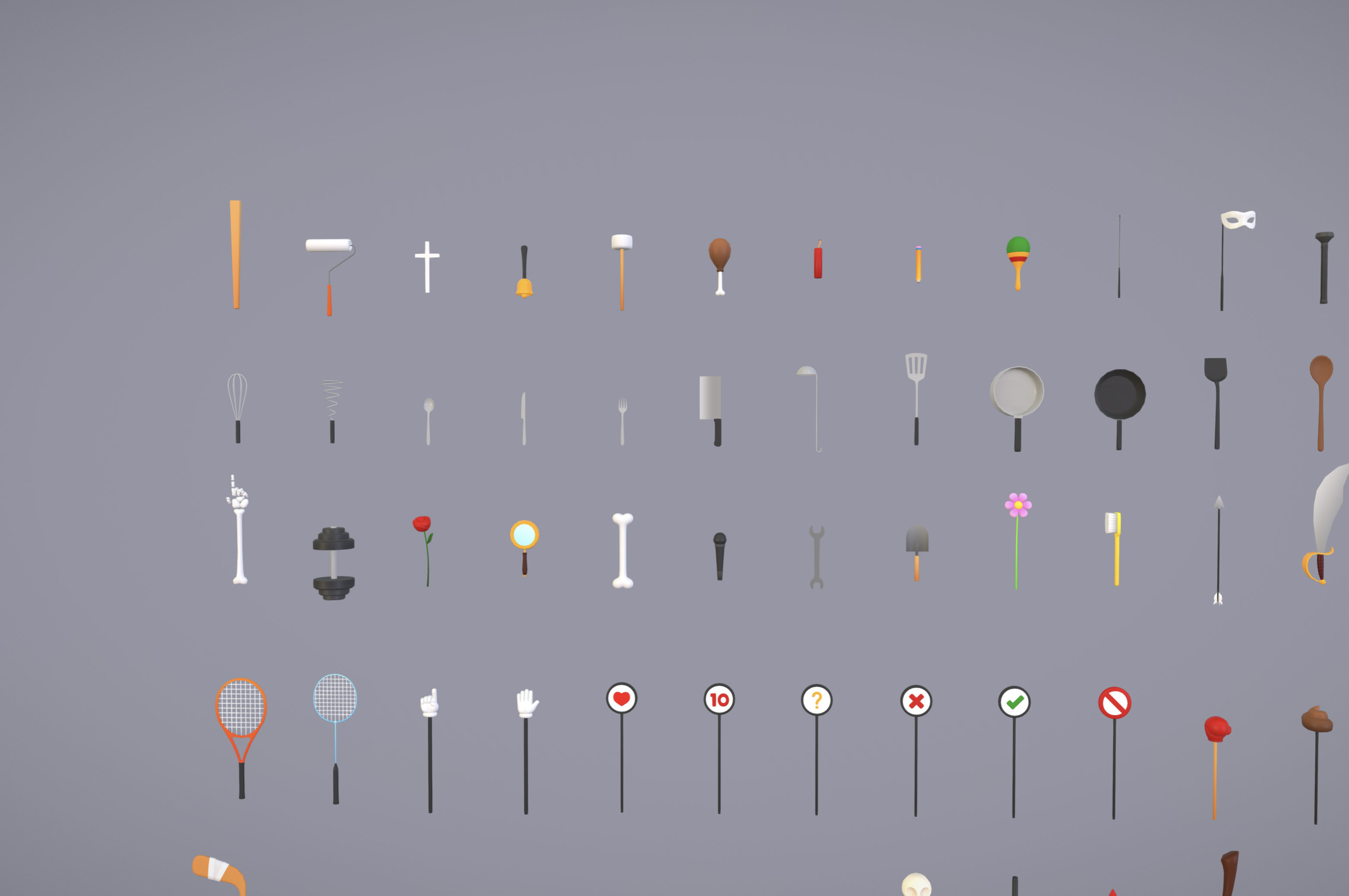 3D model Pack009 Melee Weapons And Tools Pack 1 VR / AR / low-poly ...