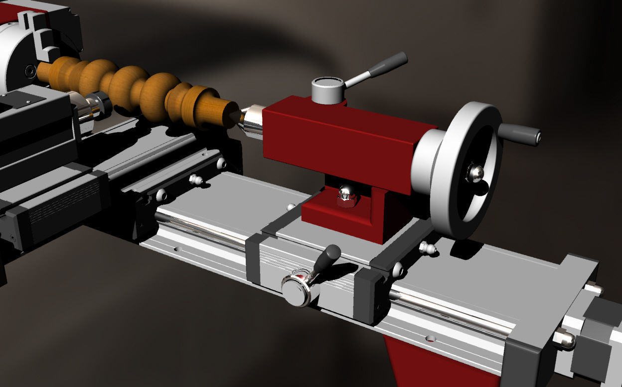 CNC wood lathe 3D model | CGTrader