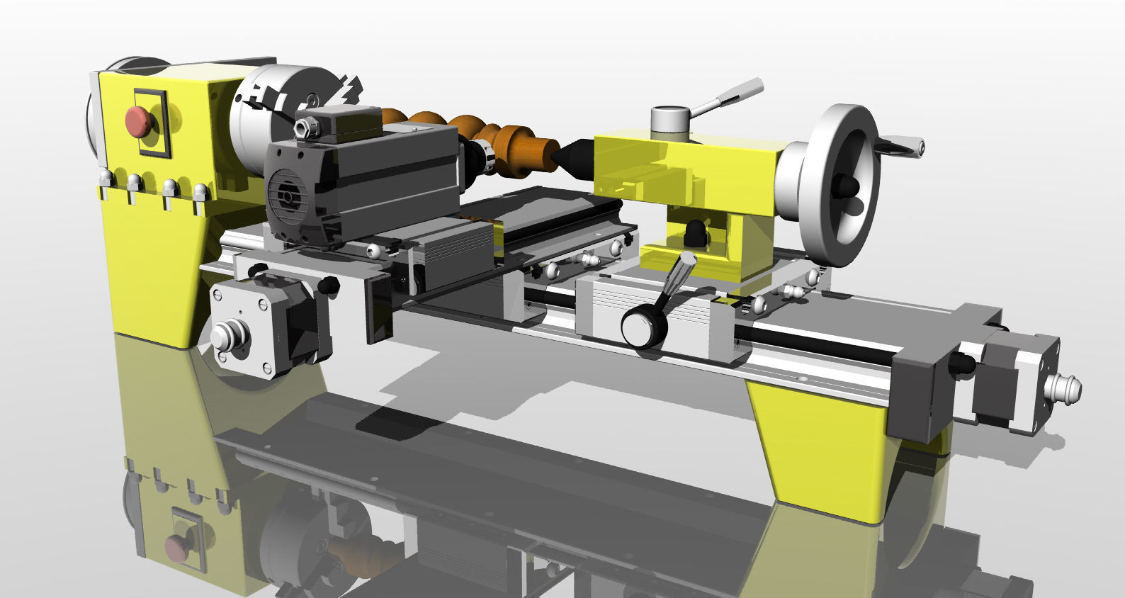 CNC wood lathe 3D model | CGTrader