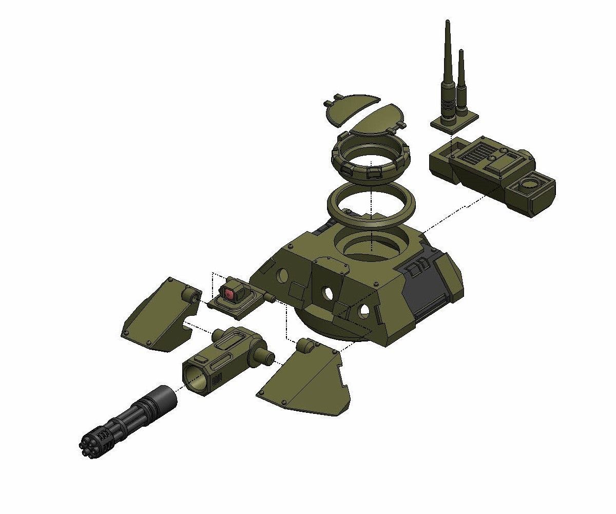 MiniGun Turret VW Talos pattern for Repulsor 28mm 3D model 3D printable ...