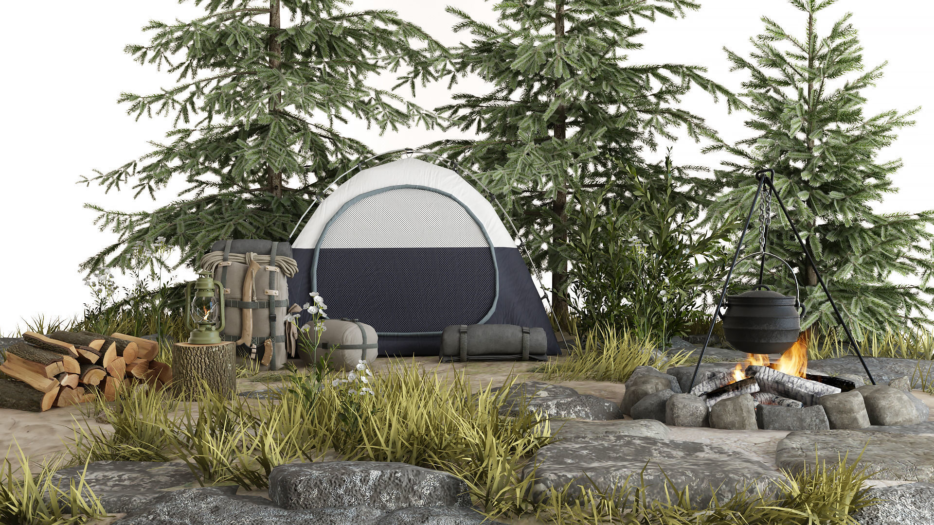 Camping in the Forest 3D model | CGTrader