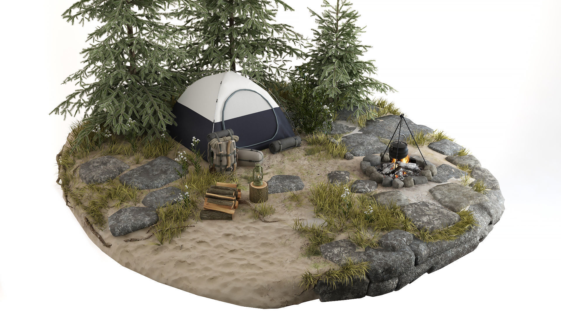 Camping in the Forest 3D model | CGTrader