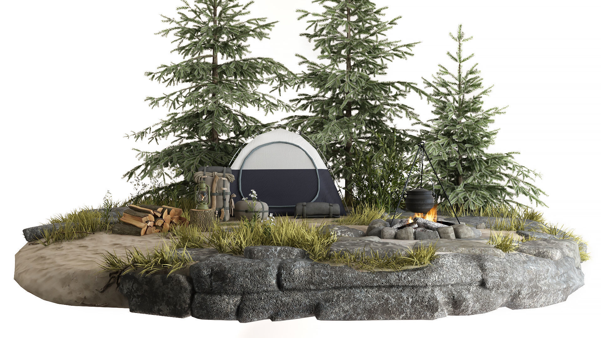 Camping in the Forest 3D model | CGTrader