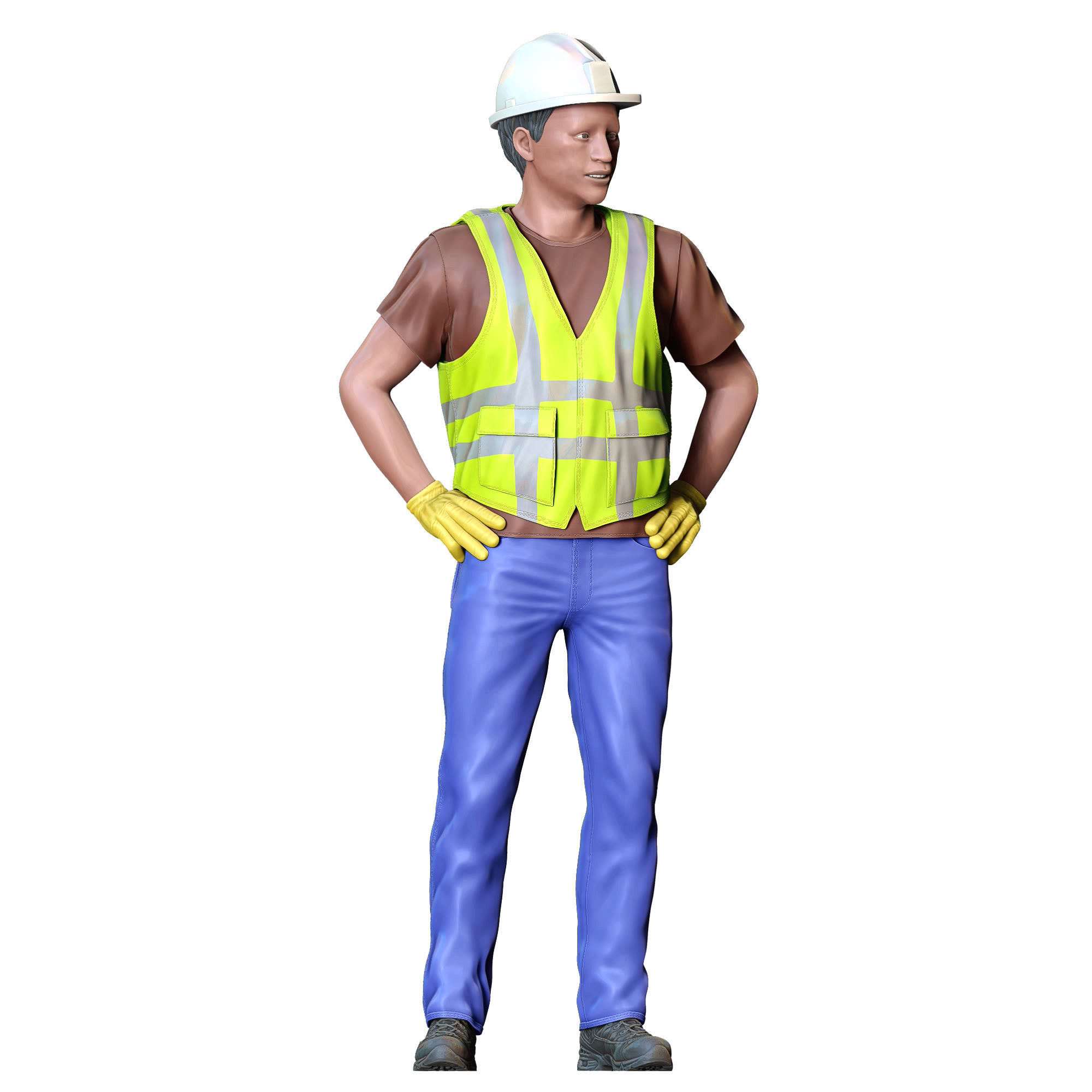 N13 Construction worker standing 3D model 3D printable | CGTrader