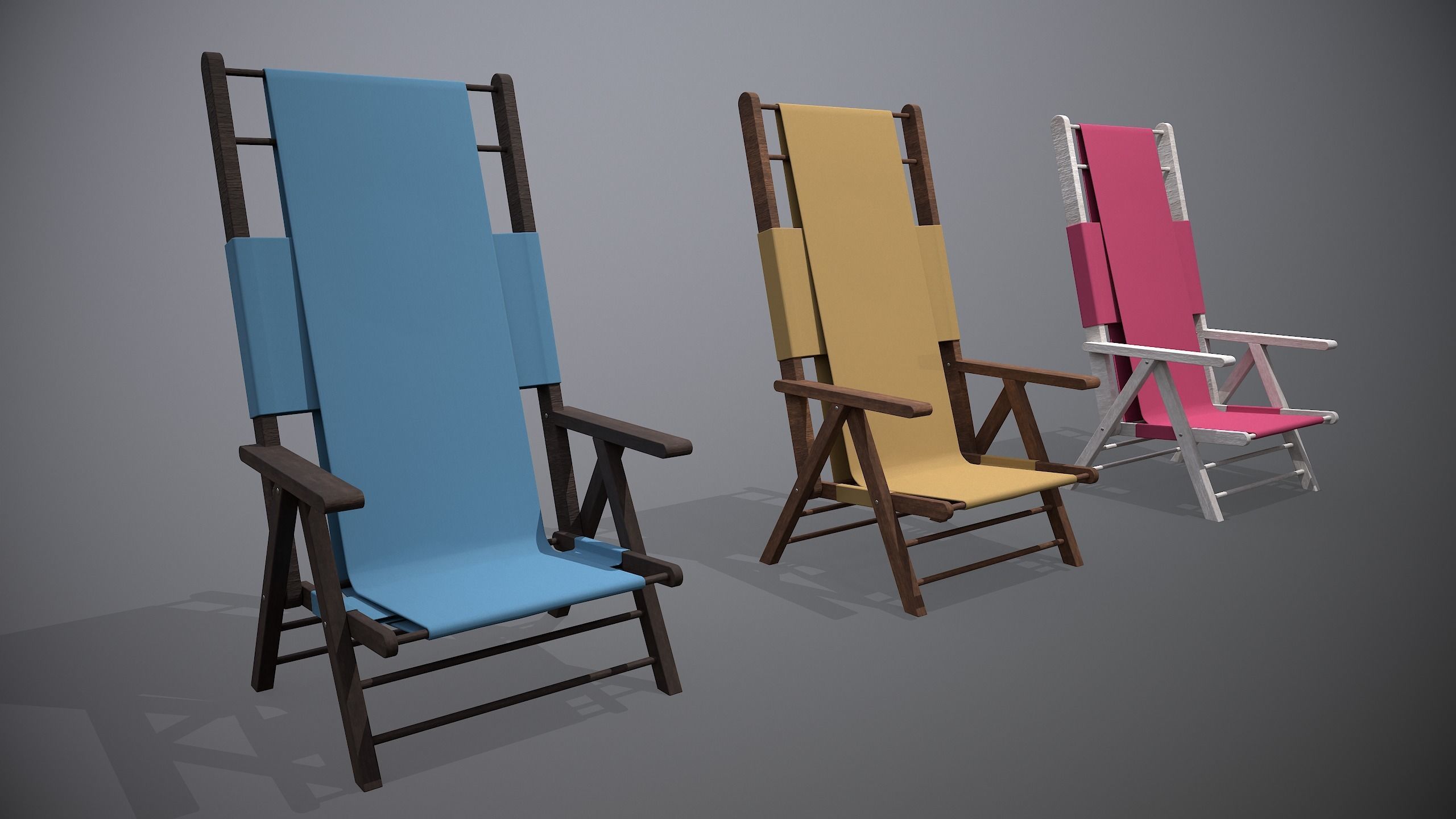 Wooden Foldable Chairs 3D model | CGTrader