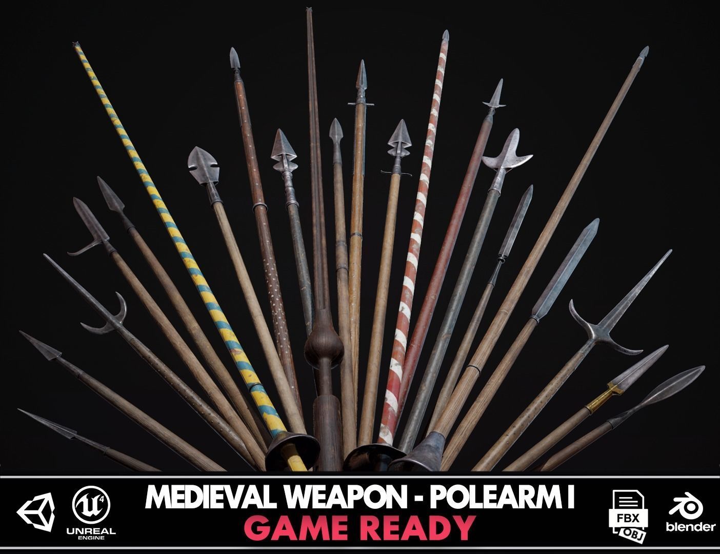 3D model Medieval Polearms - I VR / AR / low-poly | CGTrader