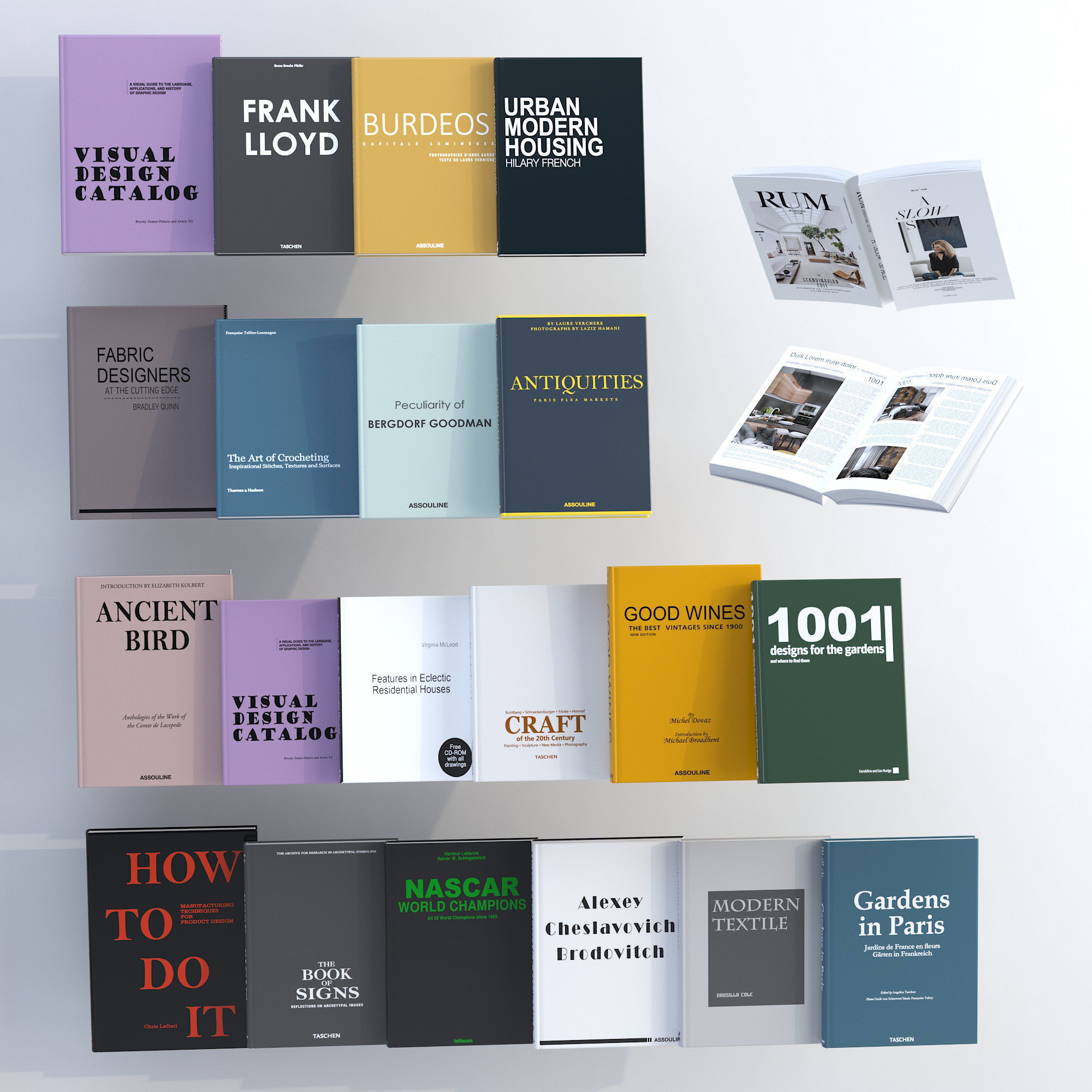 Modern minimal bookcase with an open book 3D model | CGTrader