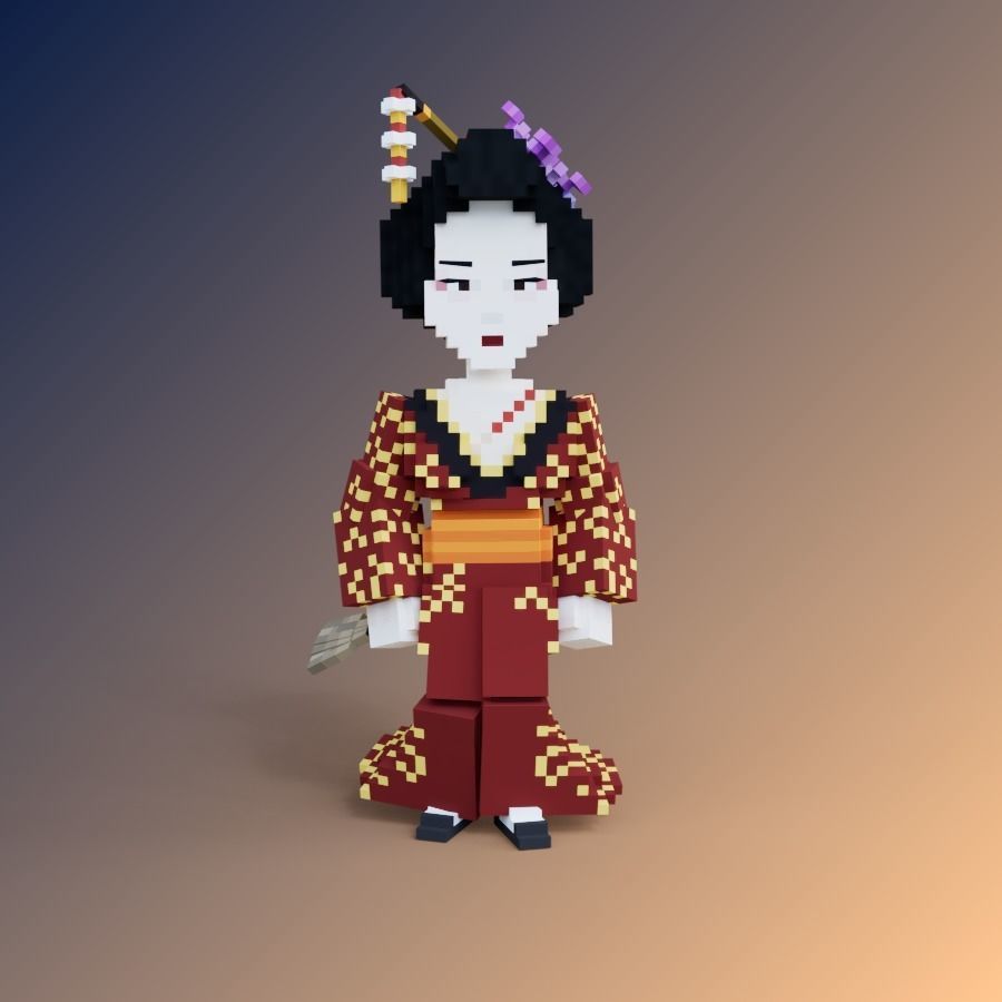 3D model Voxel Geisha VR / AR / low-poly | CGTrader