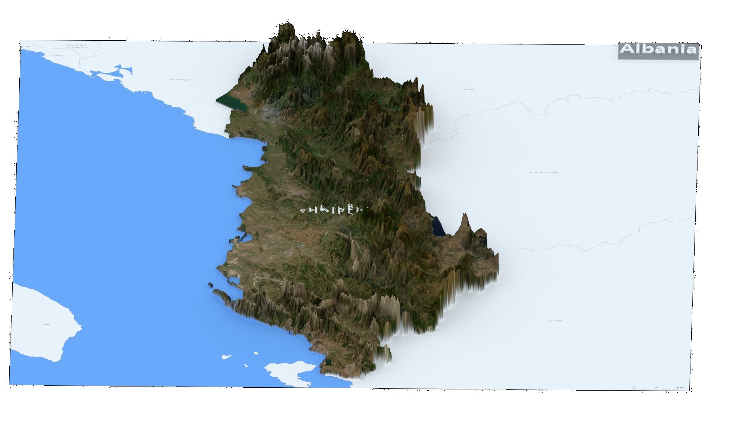 Albania Terrain Topography Elevation DEM Geography Landscape 3D model ...