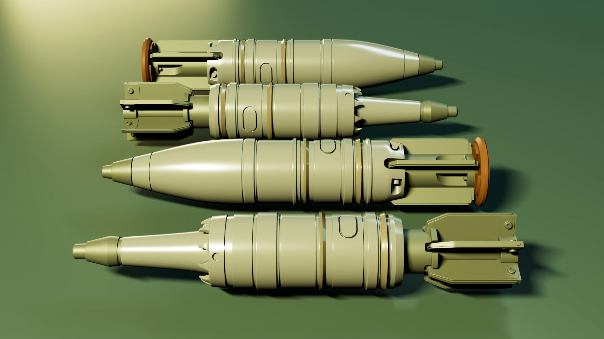 Modern 125mm tank cannon shells with wooden box 3D model 3D printable ...