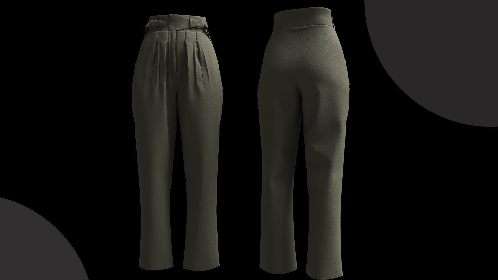 5 Models of Women Pleated Pants 3D model | CGTrader