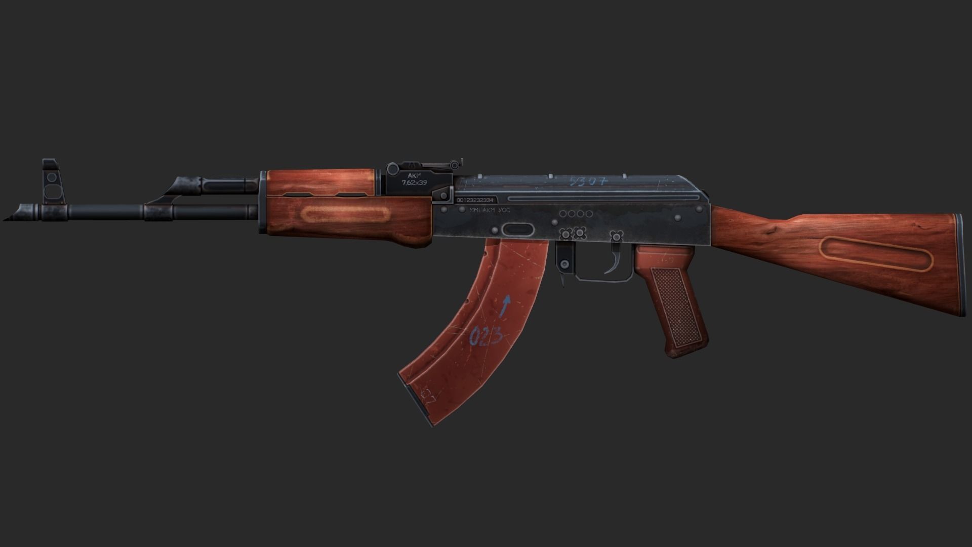 3D model AKM Assault Rifle - Low Poly Game Ready VR / AR / low-poly ...