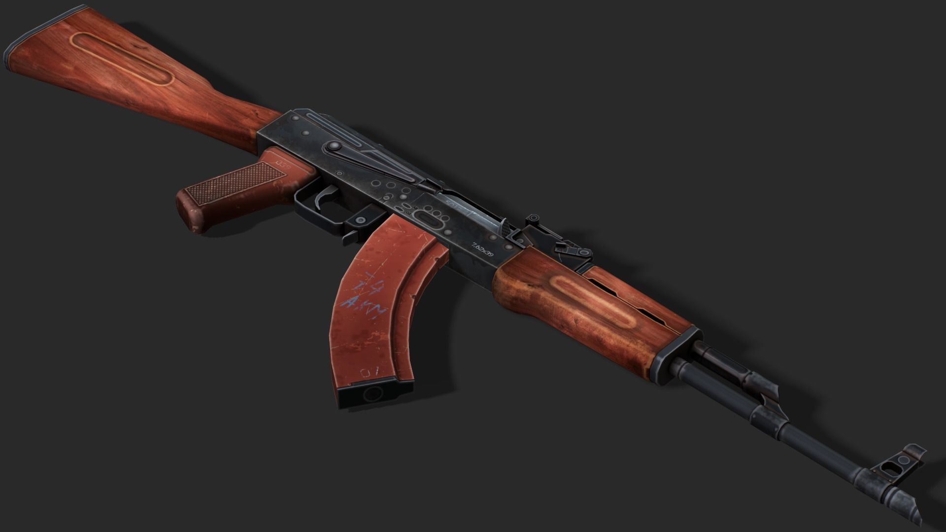 3D model AKM Assault Rifle - Low Poly Game Ready VR / AR / low-poly ...