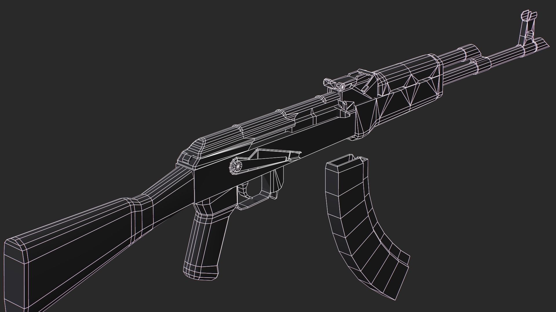 3D model AKM Assault Rifle - Low Poly Game Ready VR / AR / low-poly ...